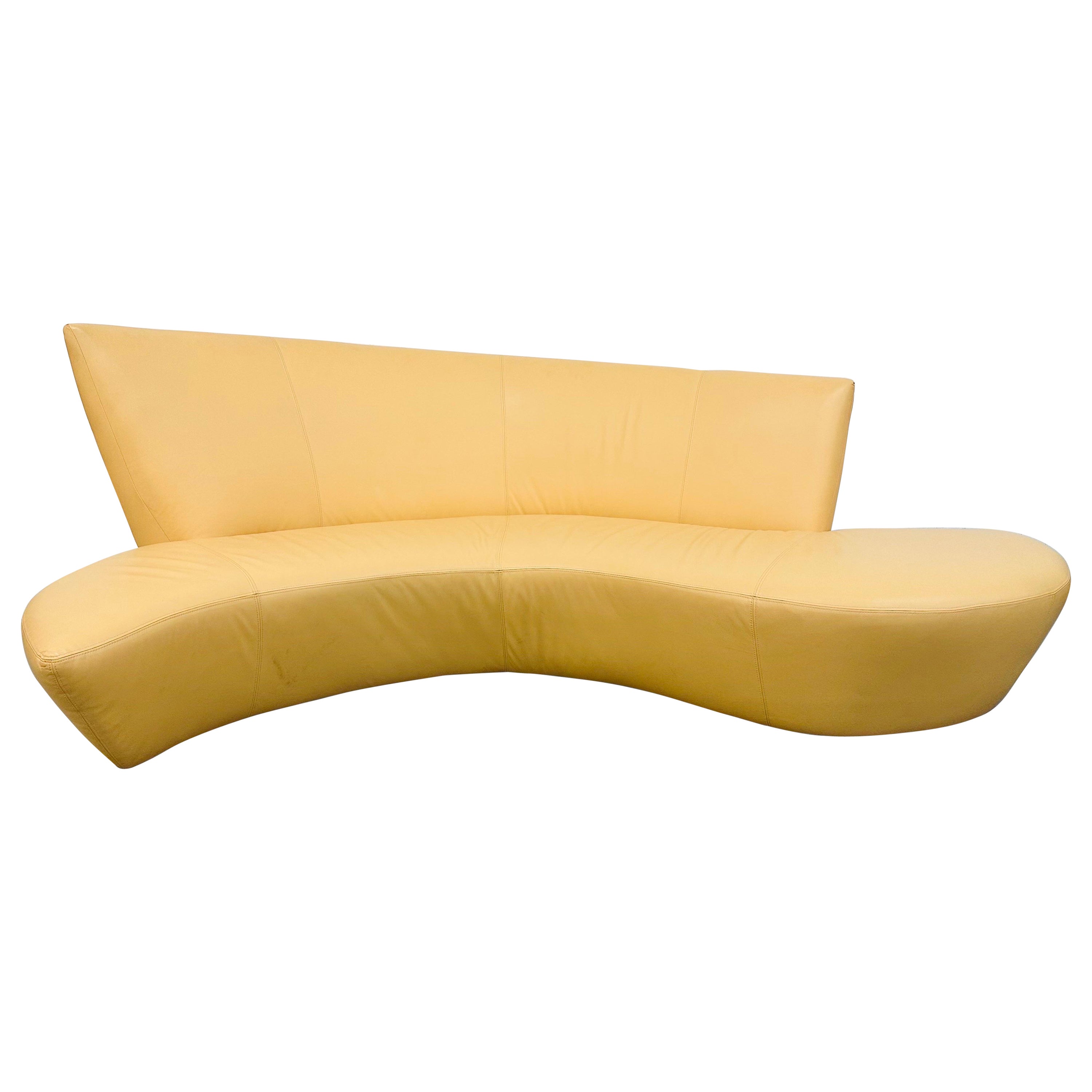 Postmodern Weiman Serpentine Leather Sofa For Sale at 1stDibs