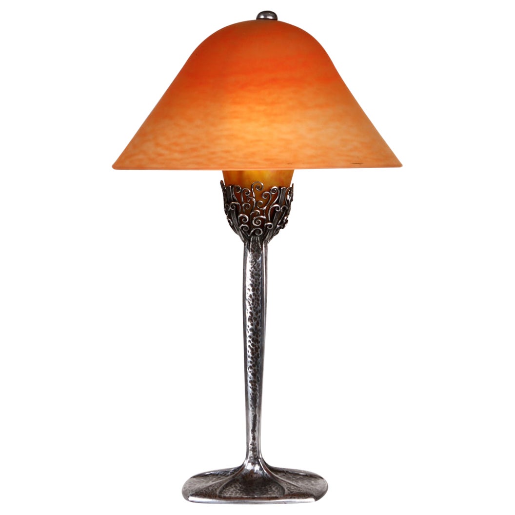 French Art Deco table lamp by Edgar Brandt and Daum For Sale at 1stDibs