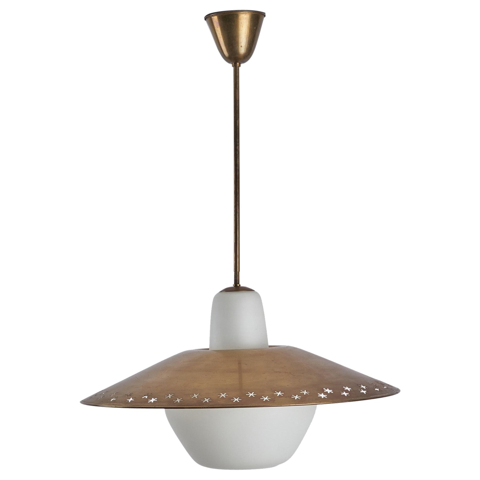 Swedish Designer, Pendant light, Embroidery Fabric, Brass, Sweden ...