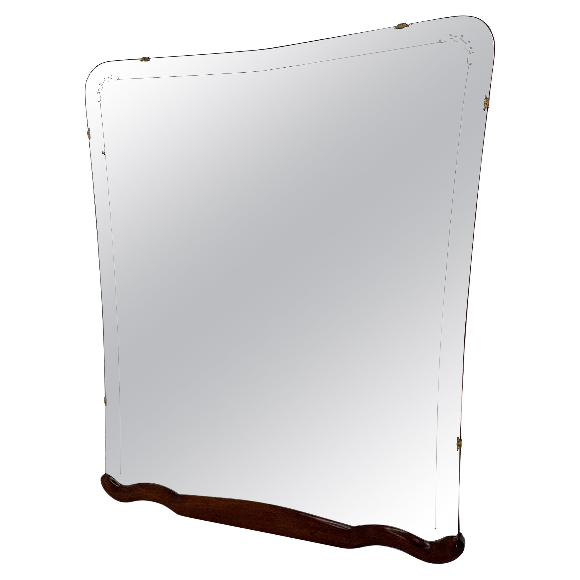 Italian Bronze Trapezoidal Wall Mount Mirror with Brass Coil Decoration ...