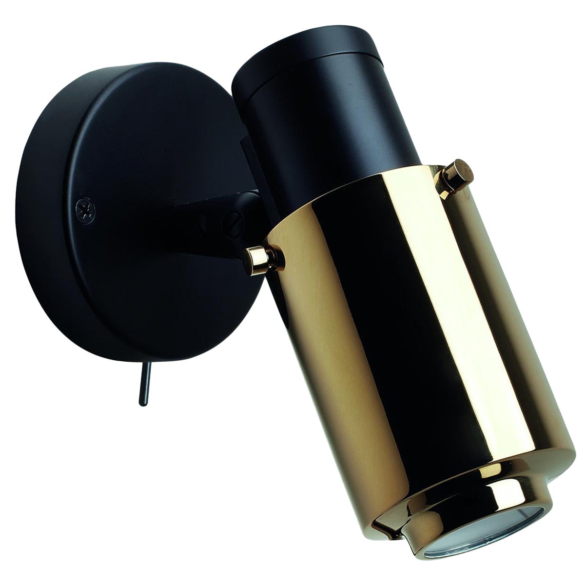 DCW Editions Biny Spot Bulb Wall Lamp in Black-Gold Steel and Aluminium ...