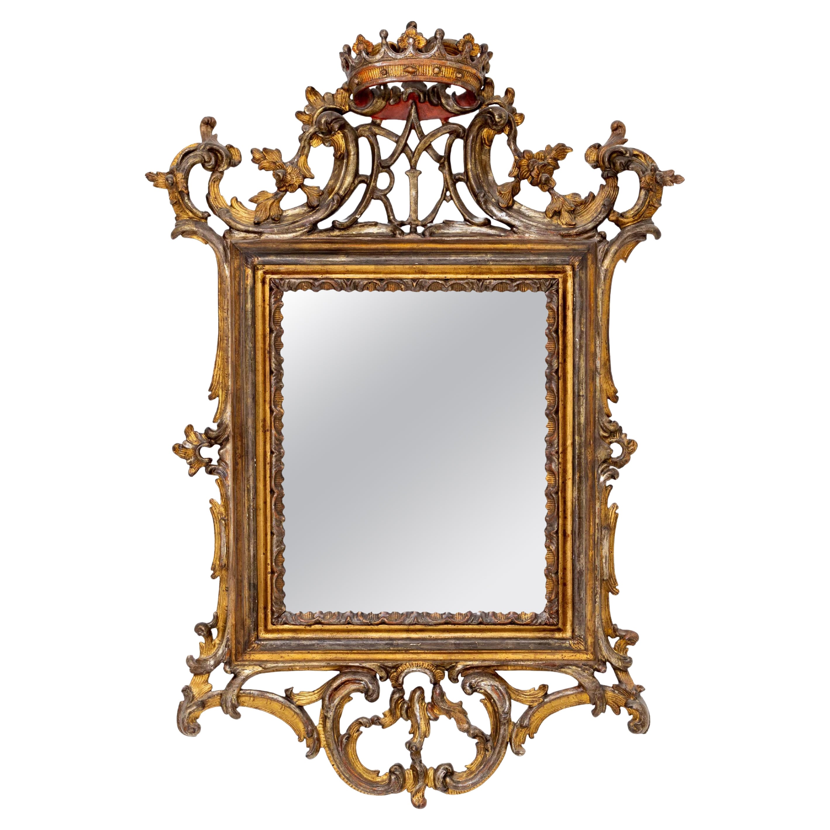 Rococo wall mirror with Mary monogram, 18th century For Sale at 1stDibs