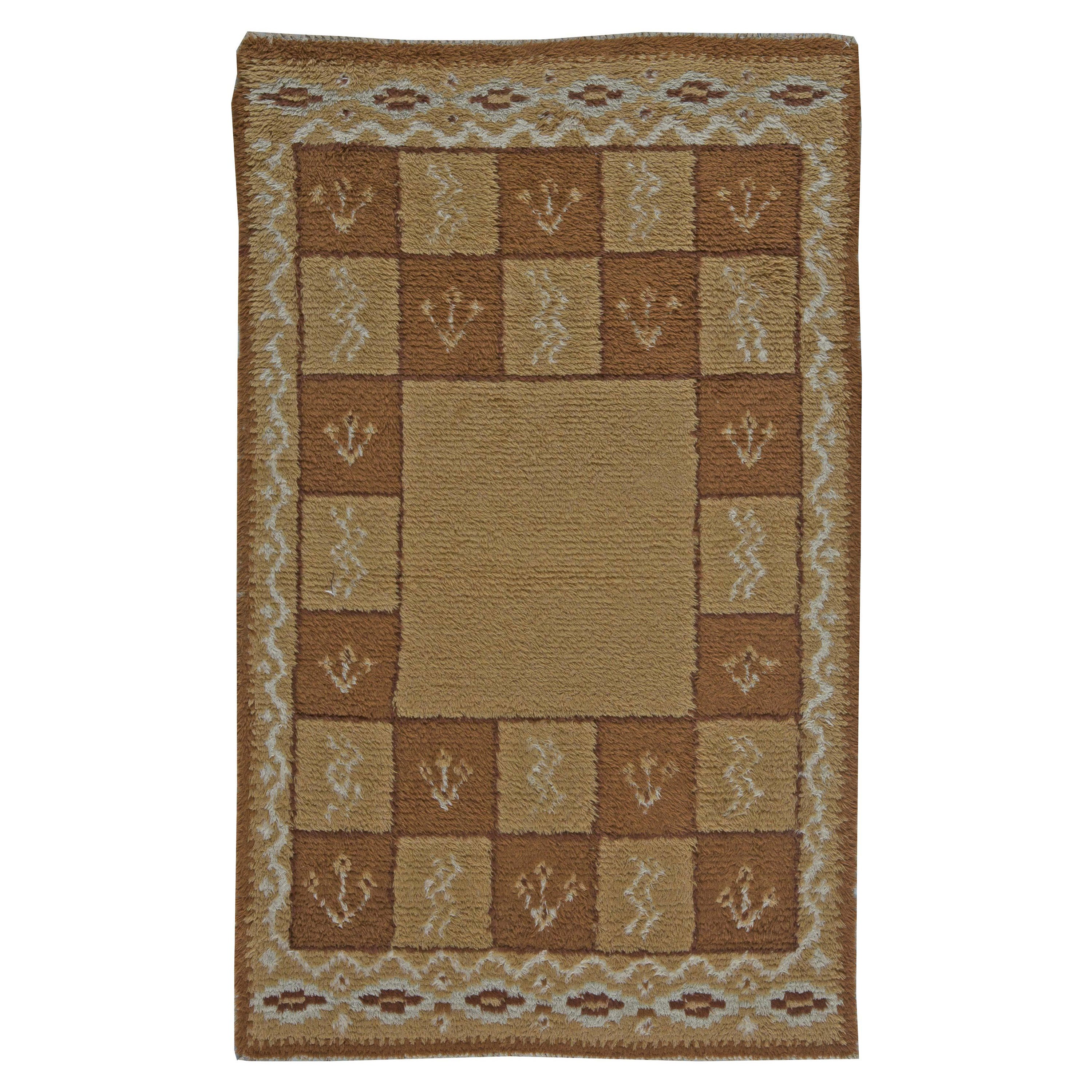 Midcentury Swedish Red Checkered Wool Rug For Sale at 1stDibs