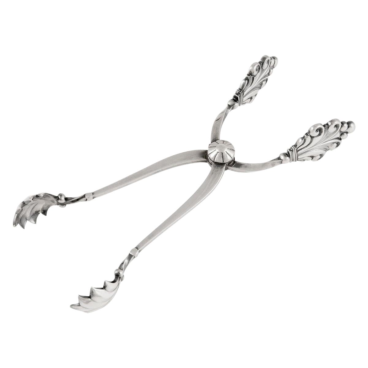 Georg Jensen Sterling Silver Parallel Ice Tongs 284 For Sale at 1stDibs