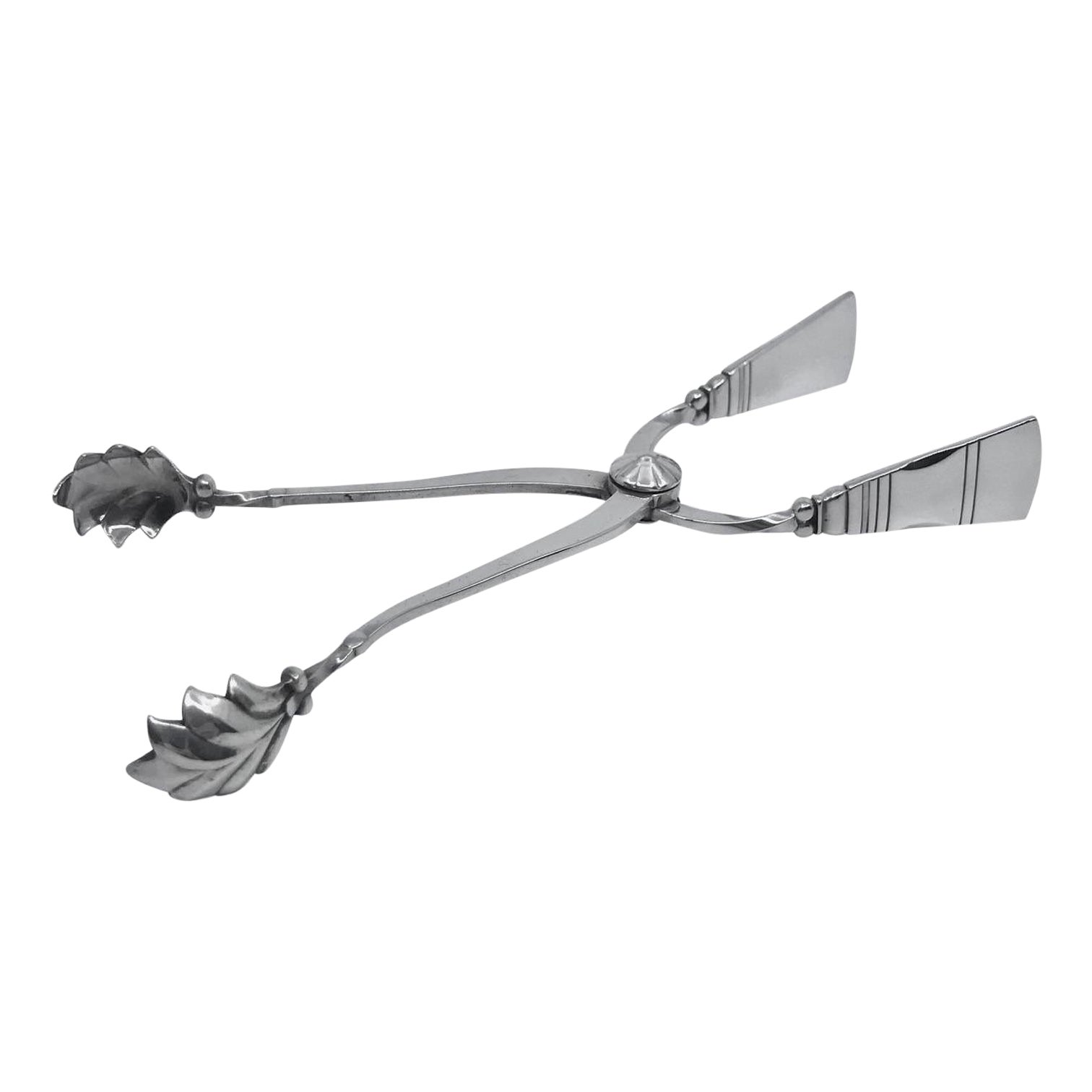 Georg Jensen Sterling Silver Continental Ice Tongs 284 For Sale at 1stDibs