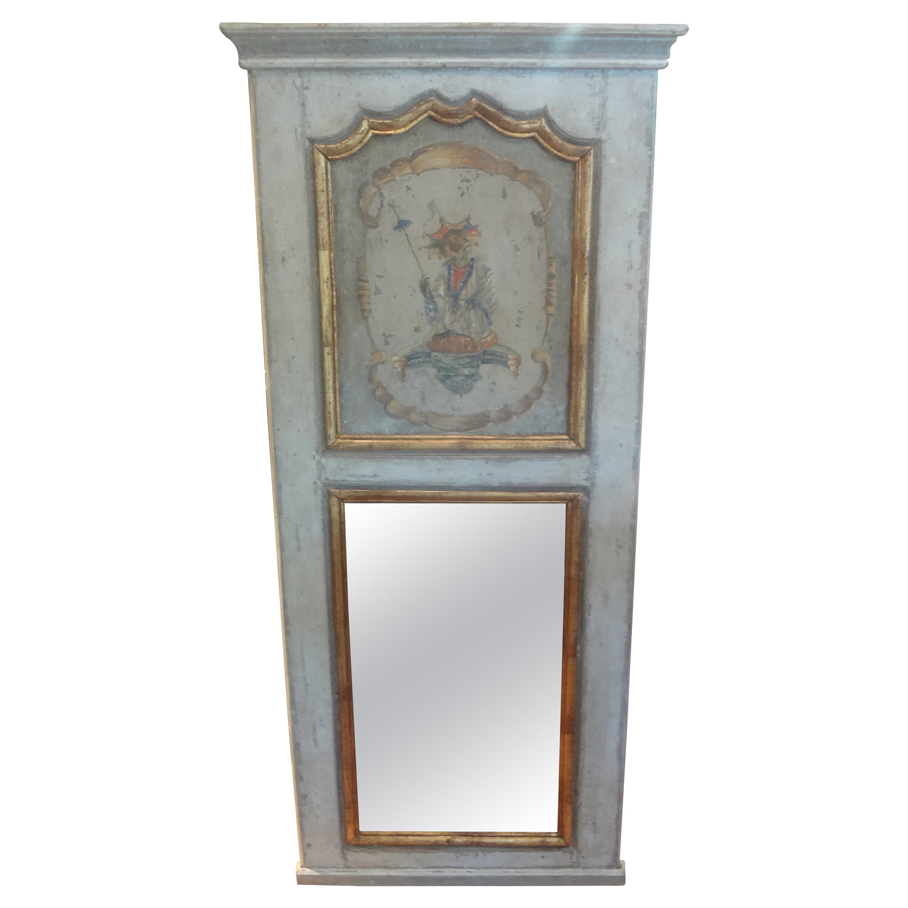 French Late 18th Century Louis XVI Trumeau Mirror with Carved Bow and ...