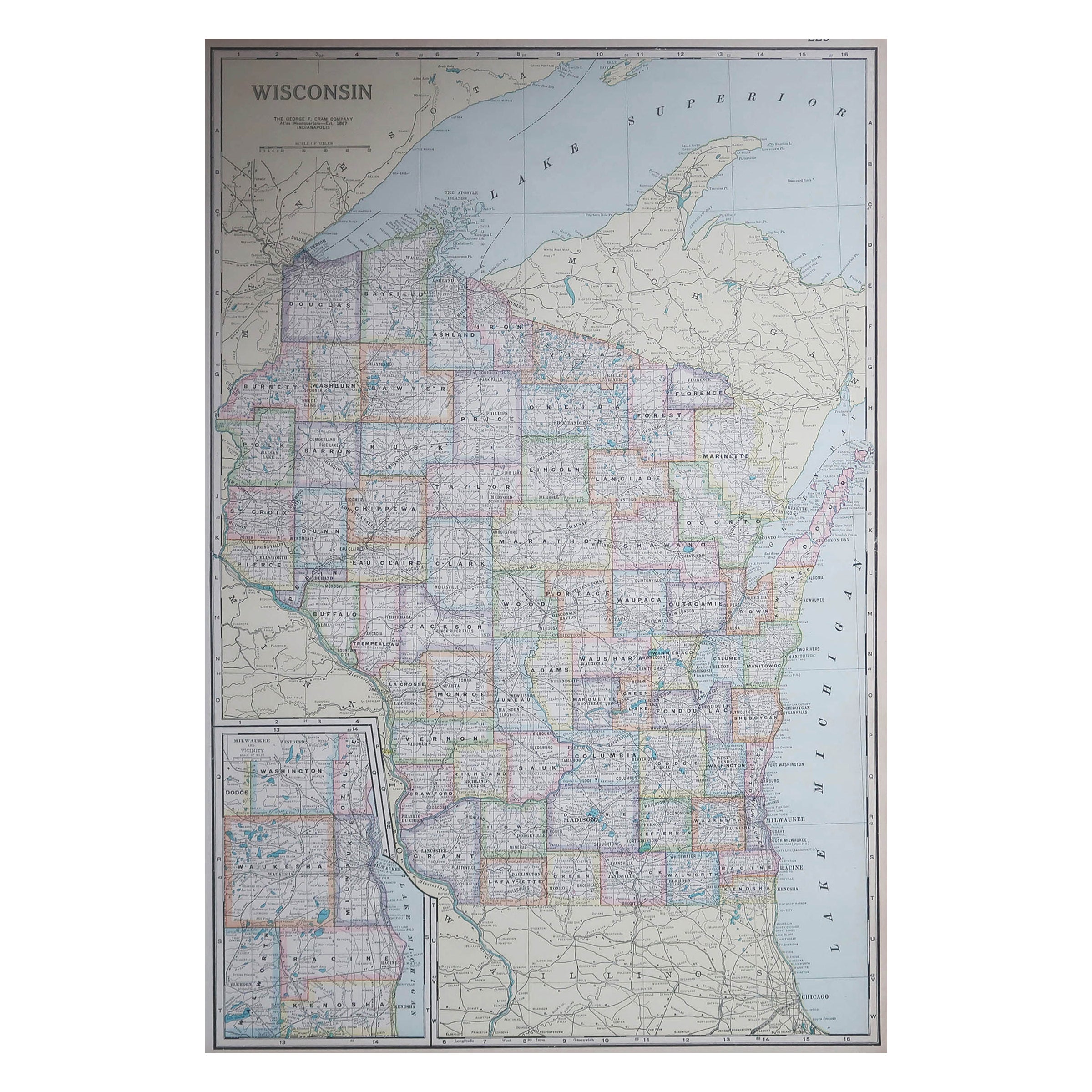 Large Original Antique Map of Georgia, USA, circa 1900 For Sale at 1stDibs