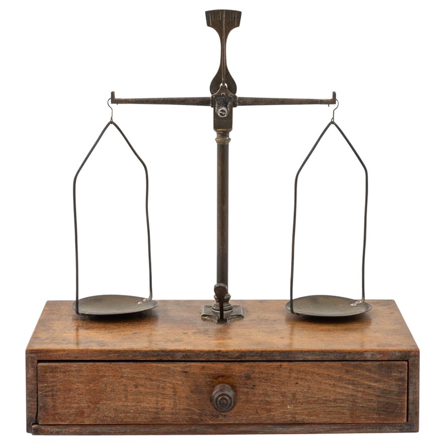 19th Century Brass and Wooden Jewelry Scale at 1stDibs
