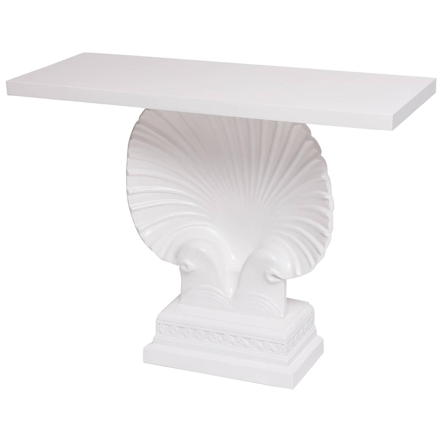Hollywood Regency, Art Deco Style White Lacquered Shell Console Table ...