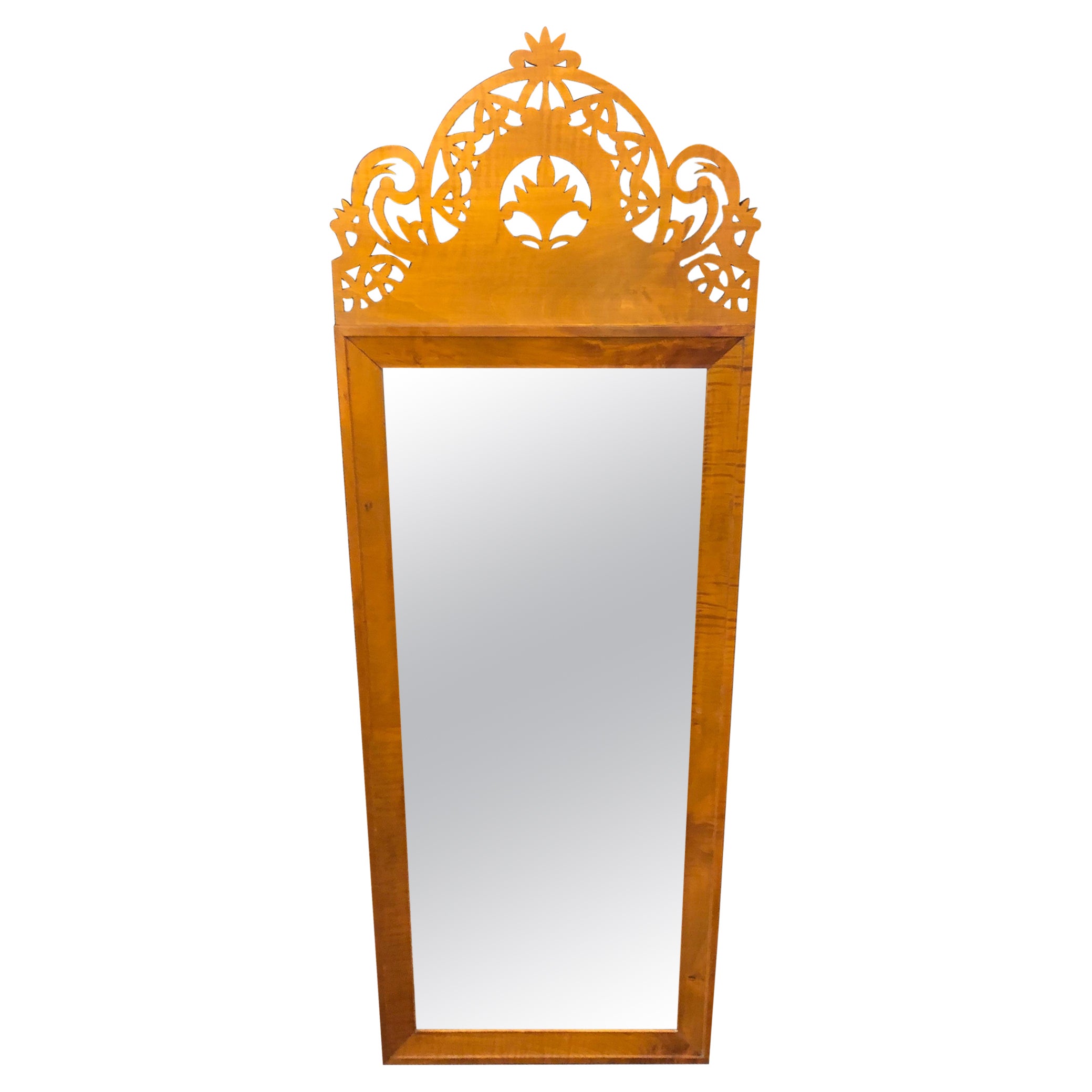 Lovely Vintage Vertical Rectangular Maple Mirror with Pretty Fretwork ...