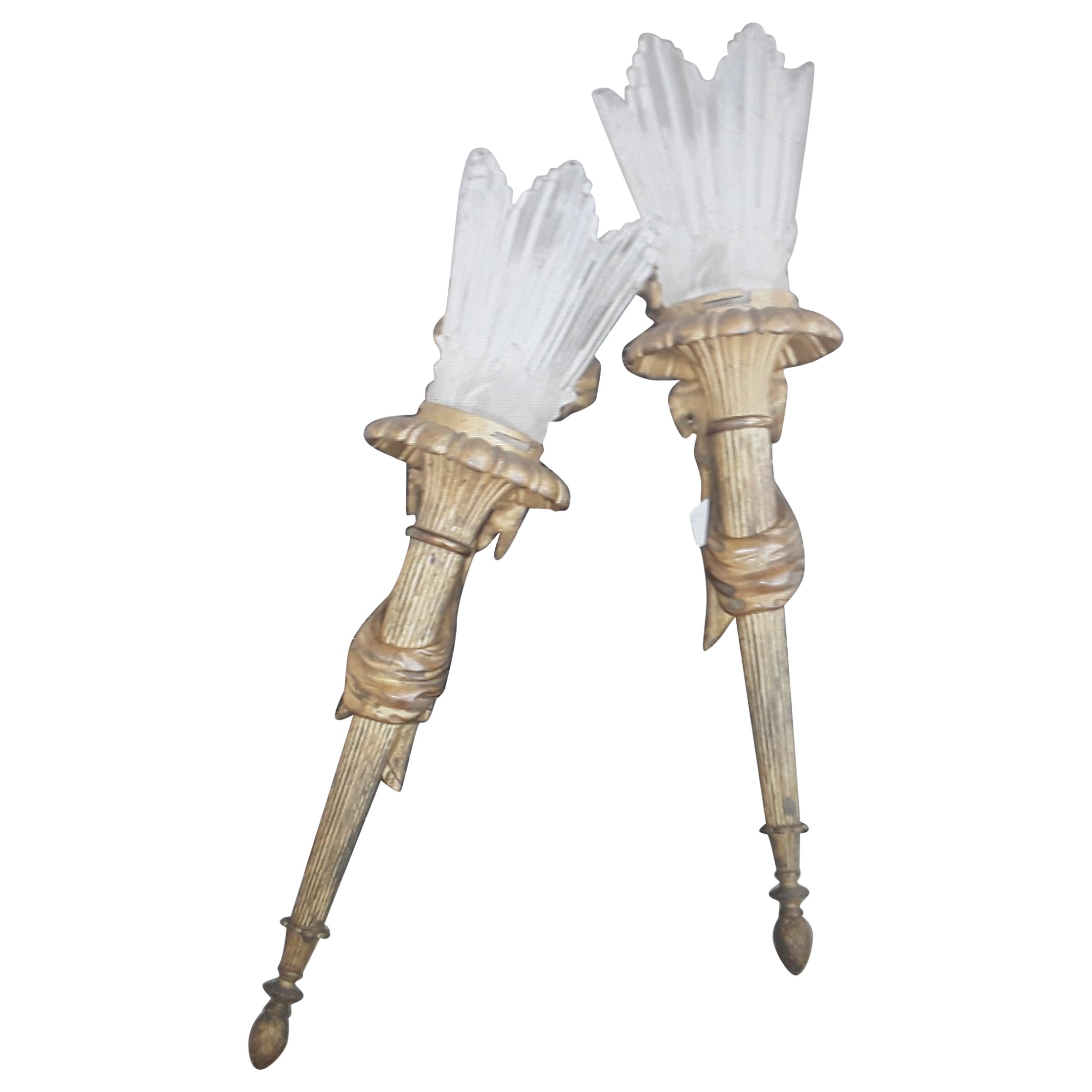 PR 19thc French Louis Louis XV Bronze Sconces with Baccarat Crystal ...