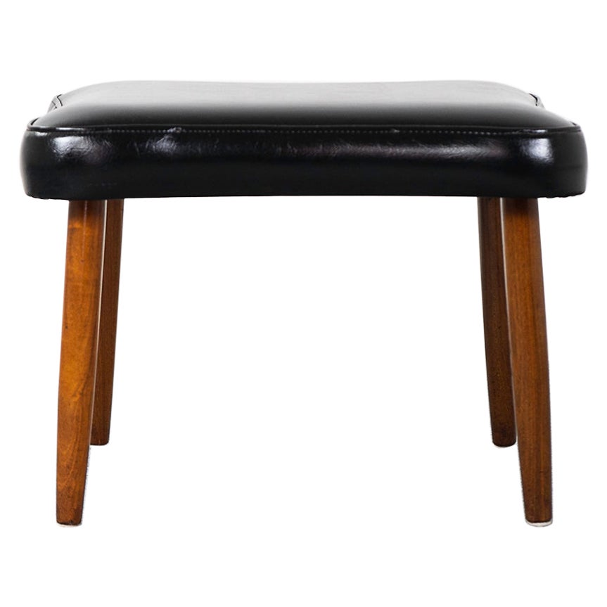 Danish Modern Teak and Vinyl Footstool For Sale at 1stDibs