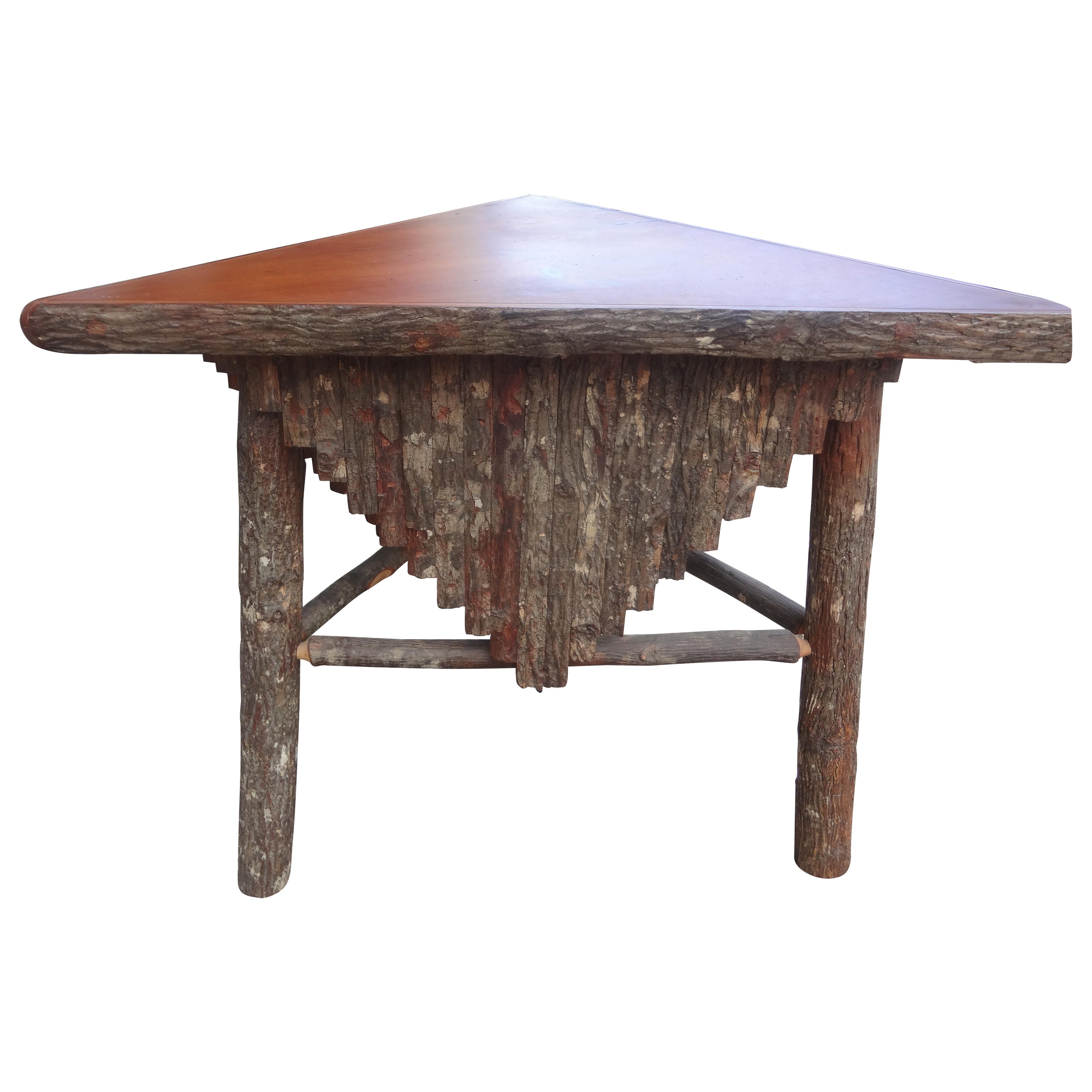 Vintage Rustic Log and Bark Table For Sale at 1stDibs