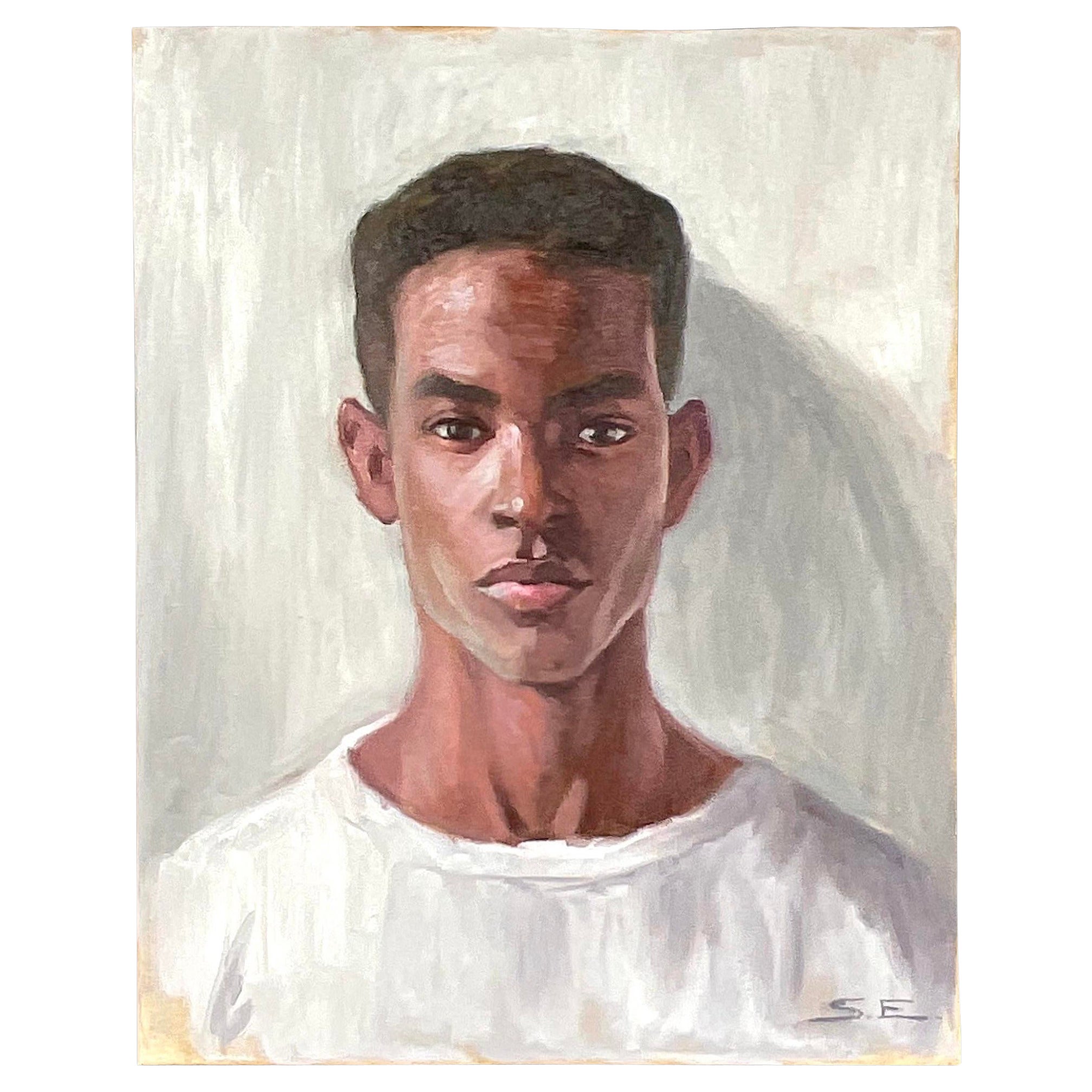 Vintage Boho Signed Original Oil Portrait at 1stDibs