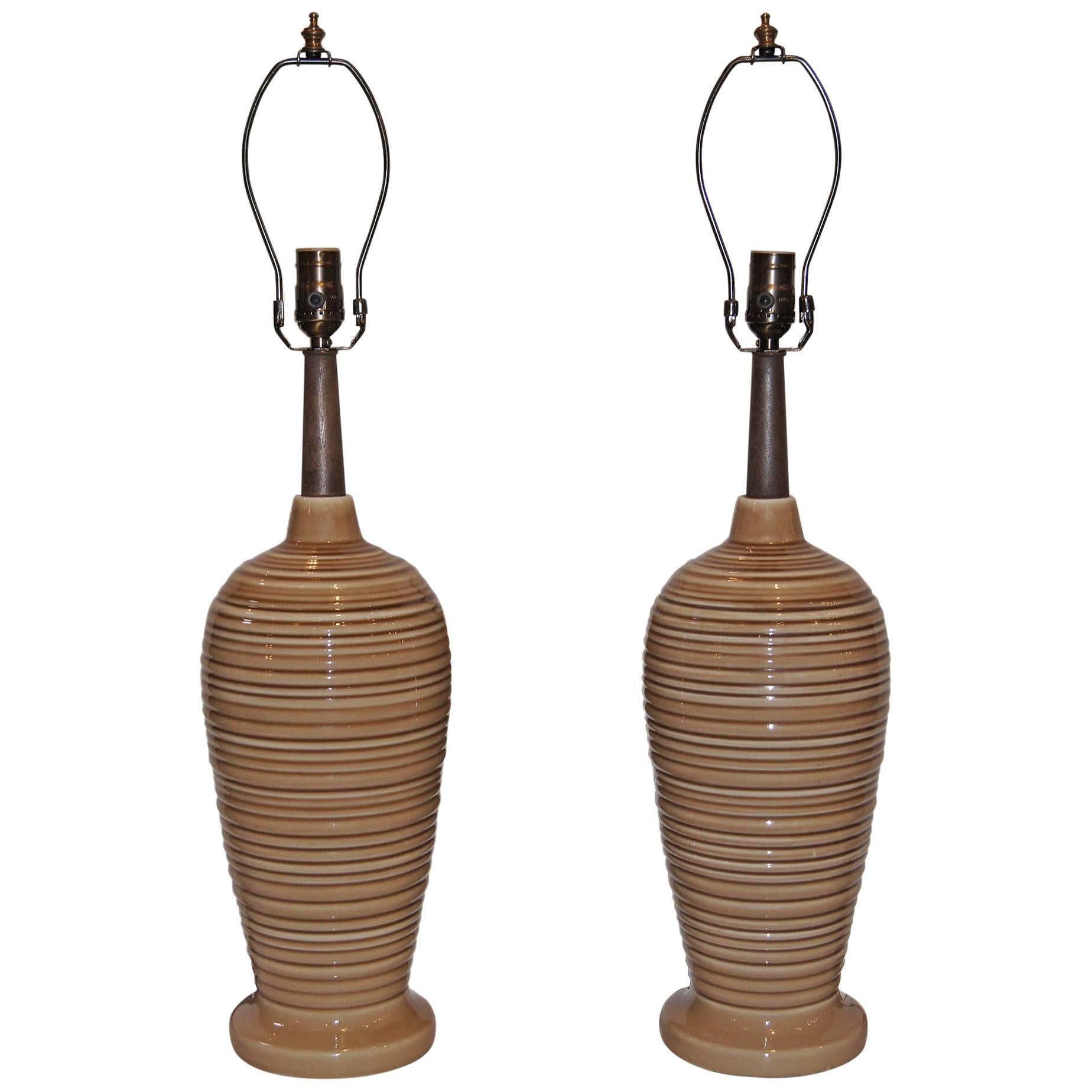 Pair of Multi-Color Ceramic Table Lamps at 1stDibs