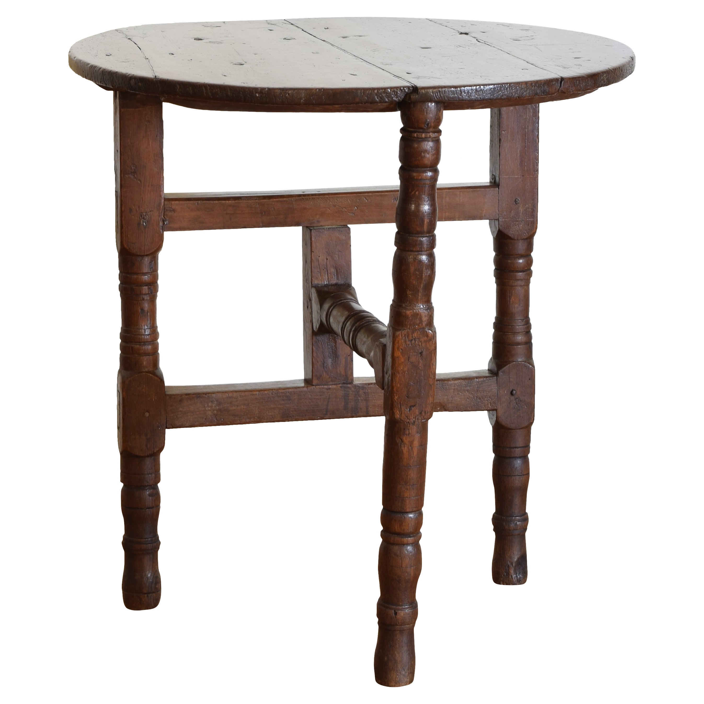 English Folding Circular Table in Oak, ca. 1830 For Sale at 1stDibs