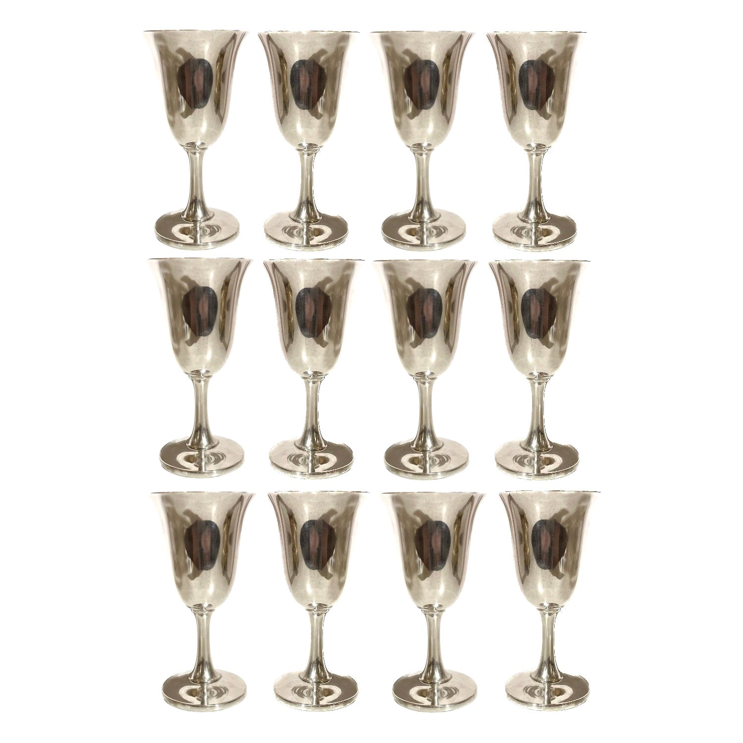 Set of 12 Antique American Sterling Silver Goblets Signed "Wallace ...