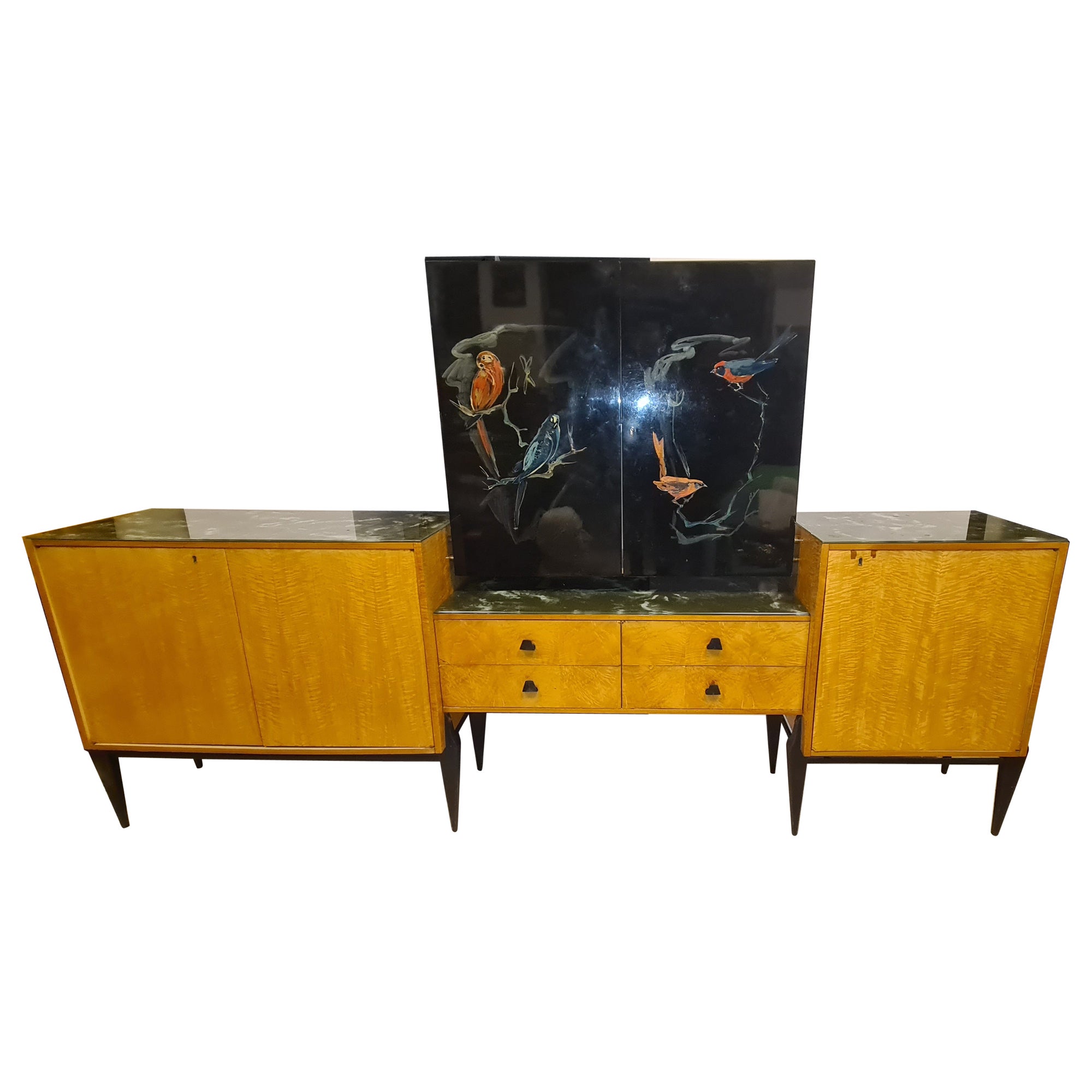 Vintage 50' sideboard with decorations For Sale at 1stDibs