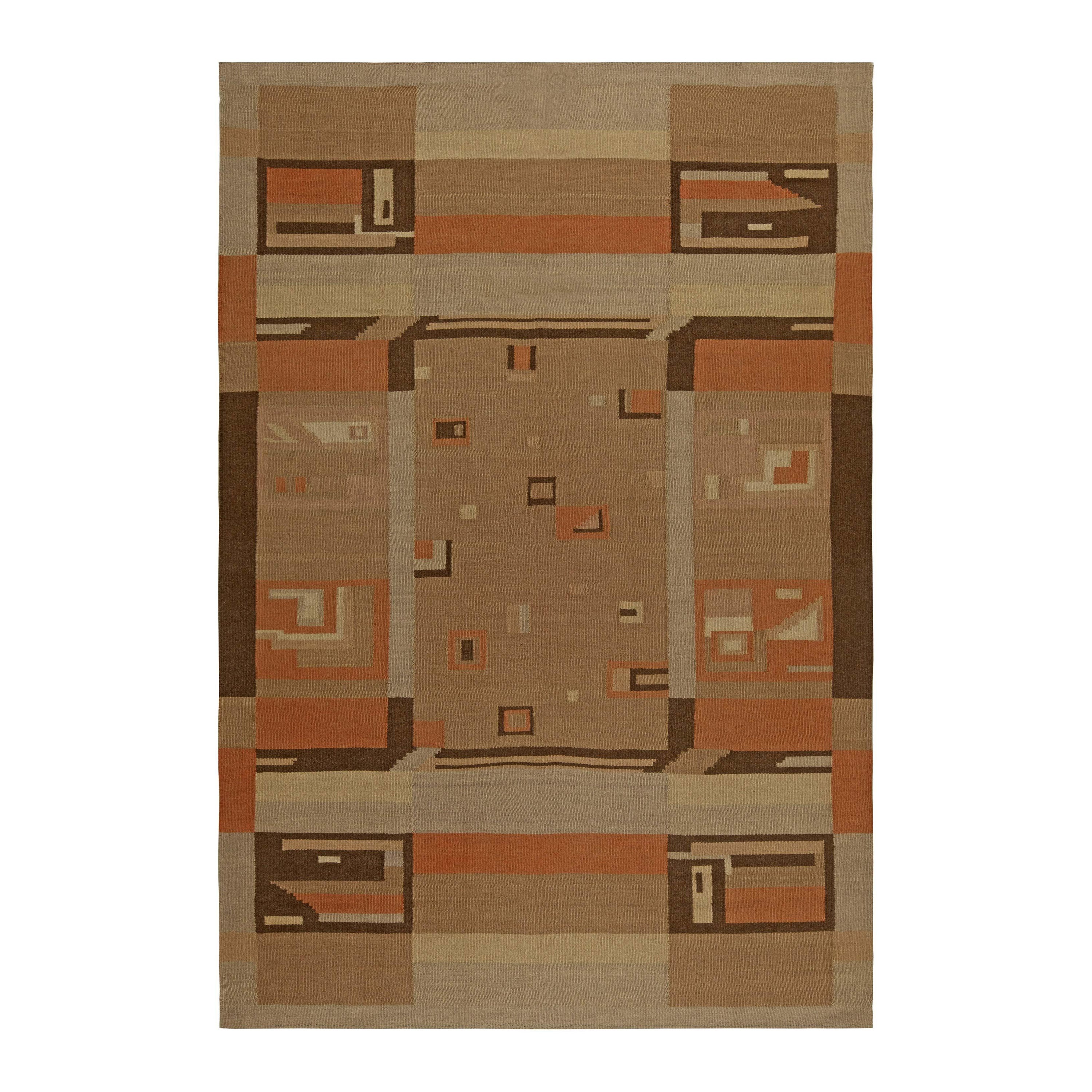 Midcentury Geometric Scandinavian Handmade Wool Rug For Sale at 1stDibs