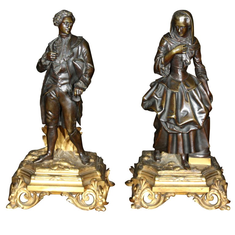 Pair of Italian Renaissance Bronze Female Figures at 1stDibs