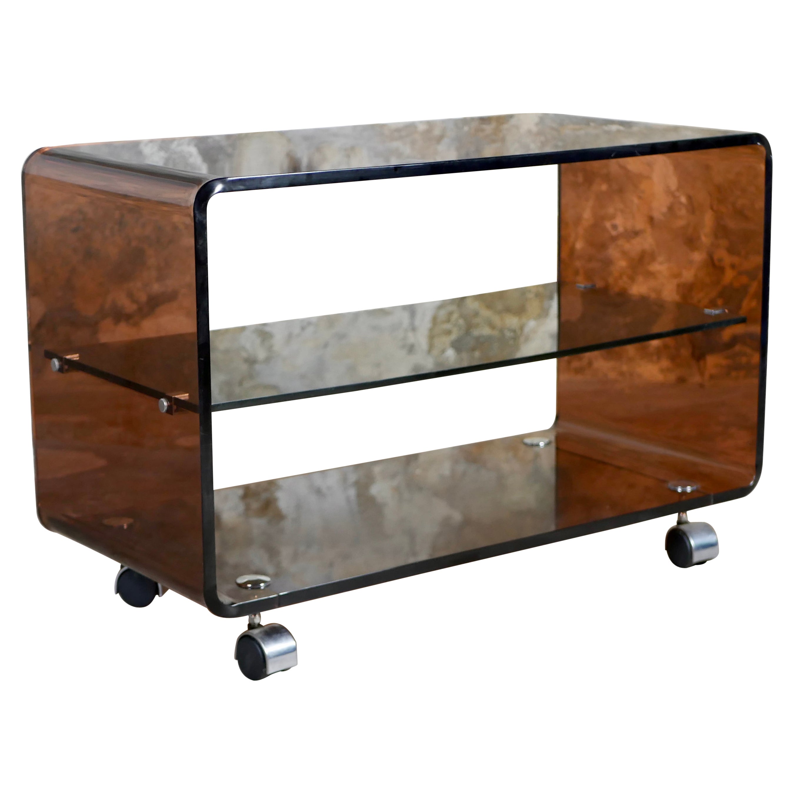 Side table in smoked plexiglas in the style of Michel Dumas, France ...