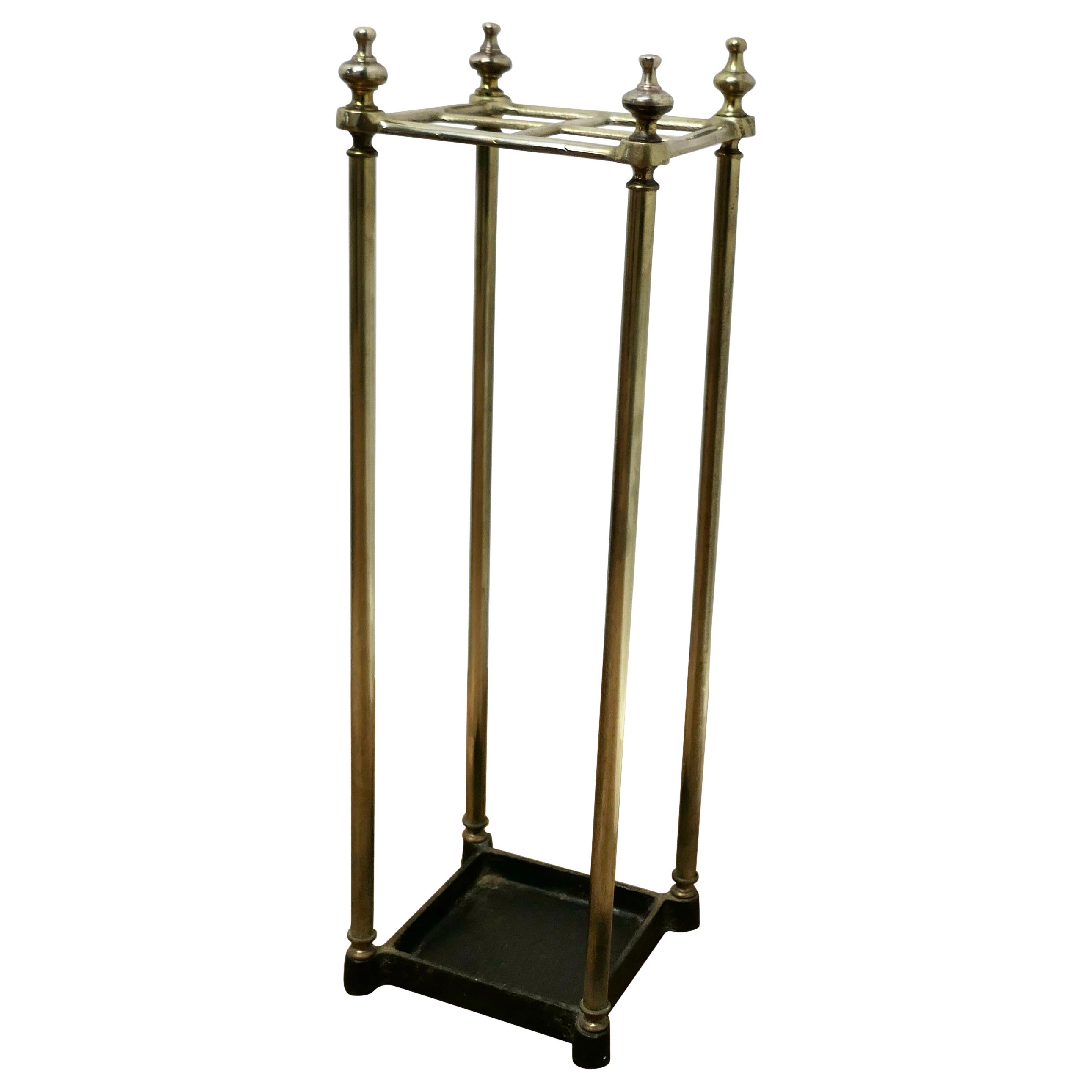 A Victorian Brass and Cast Iron Walking Stick Stand or Umbrella Stand ...