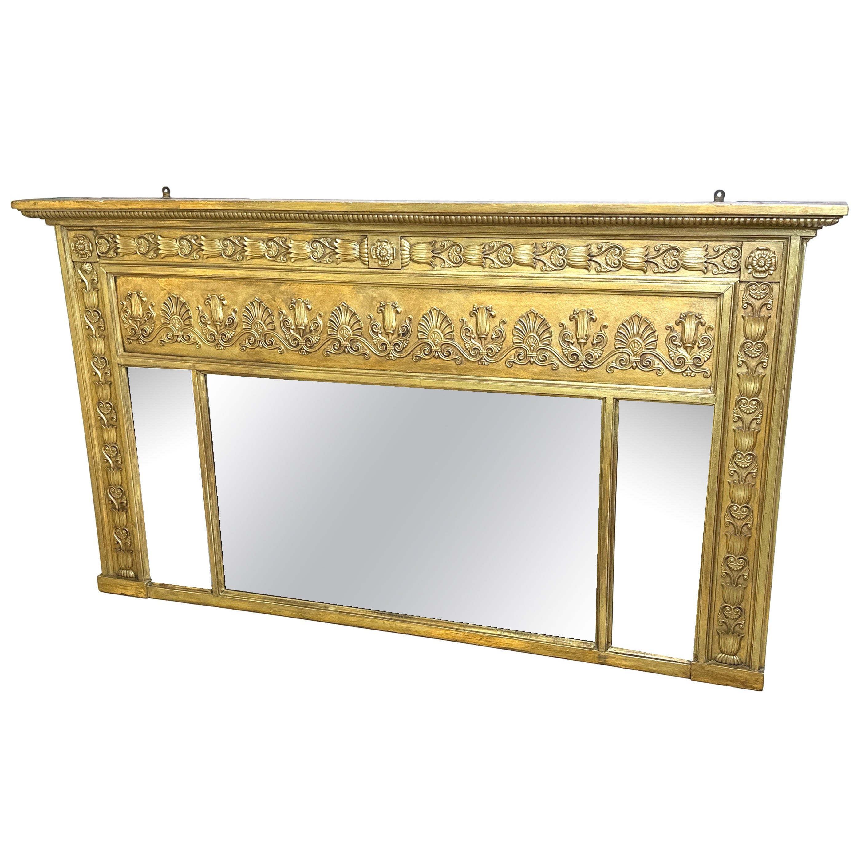 Large Antique Overmantle Mirror, English, Giltwood, Mercury Glass ...