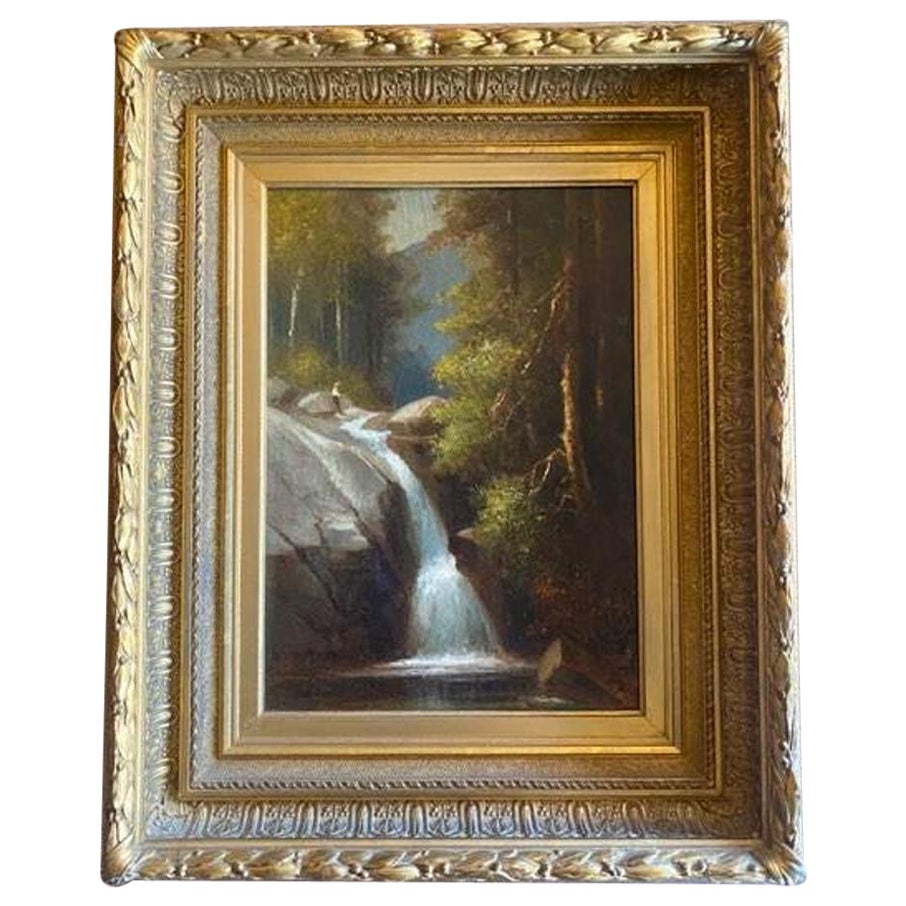 19th Century Oil on Canvas Painting of Waterfall by Benjamin Champney ...