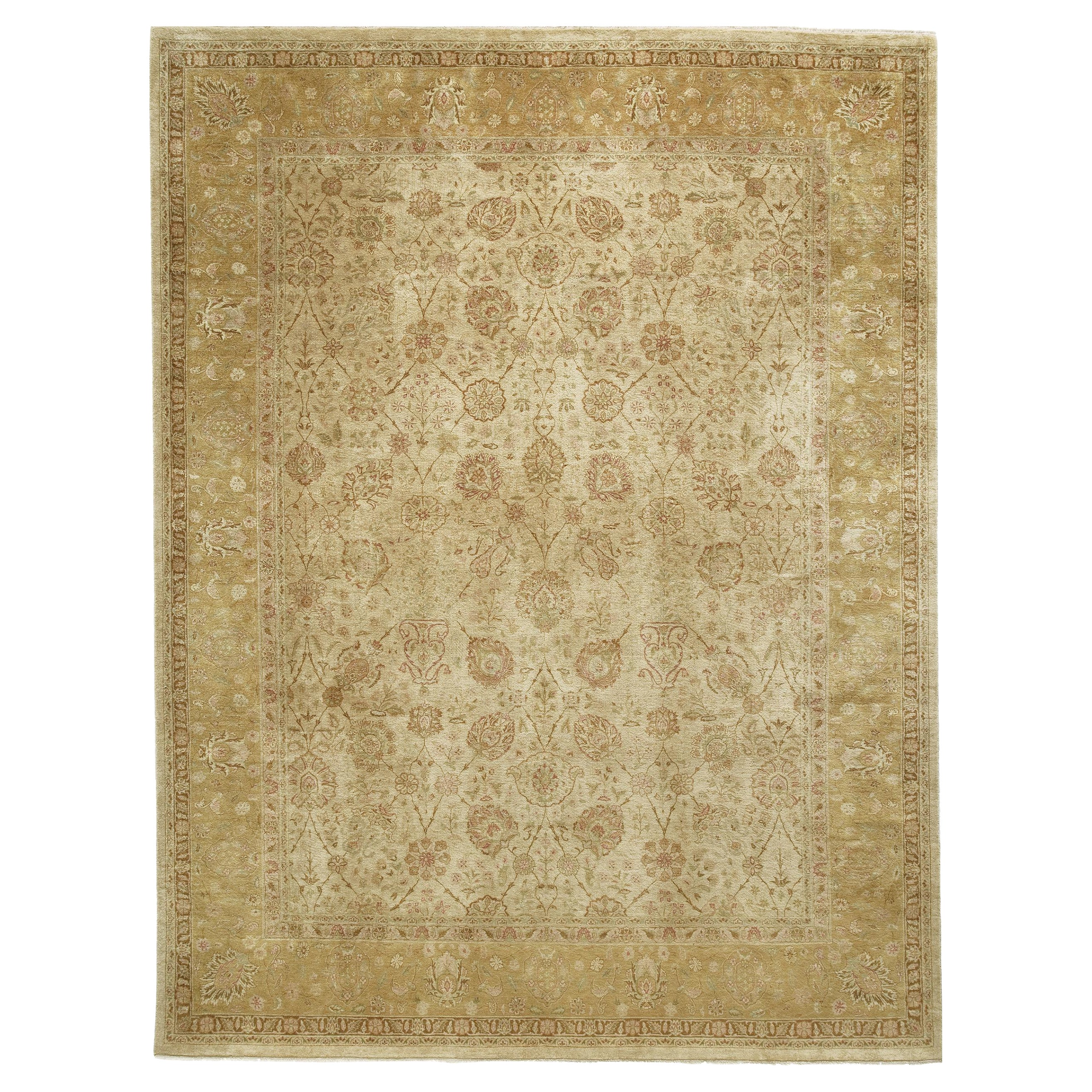 Luxury Traditional Hand-Knotted Emogli Black and Cream 10X14 Rug For ...