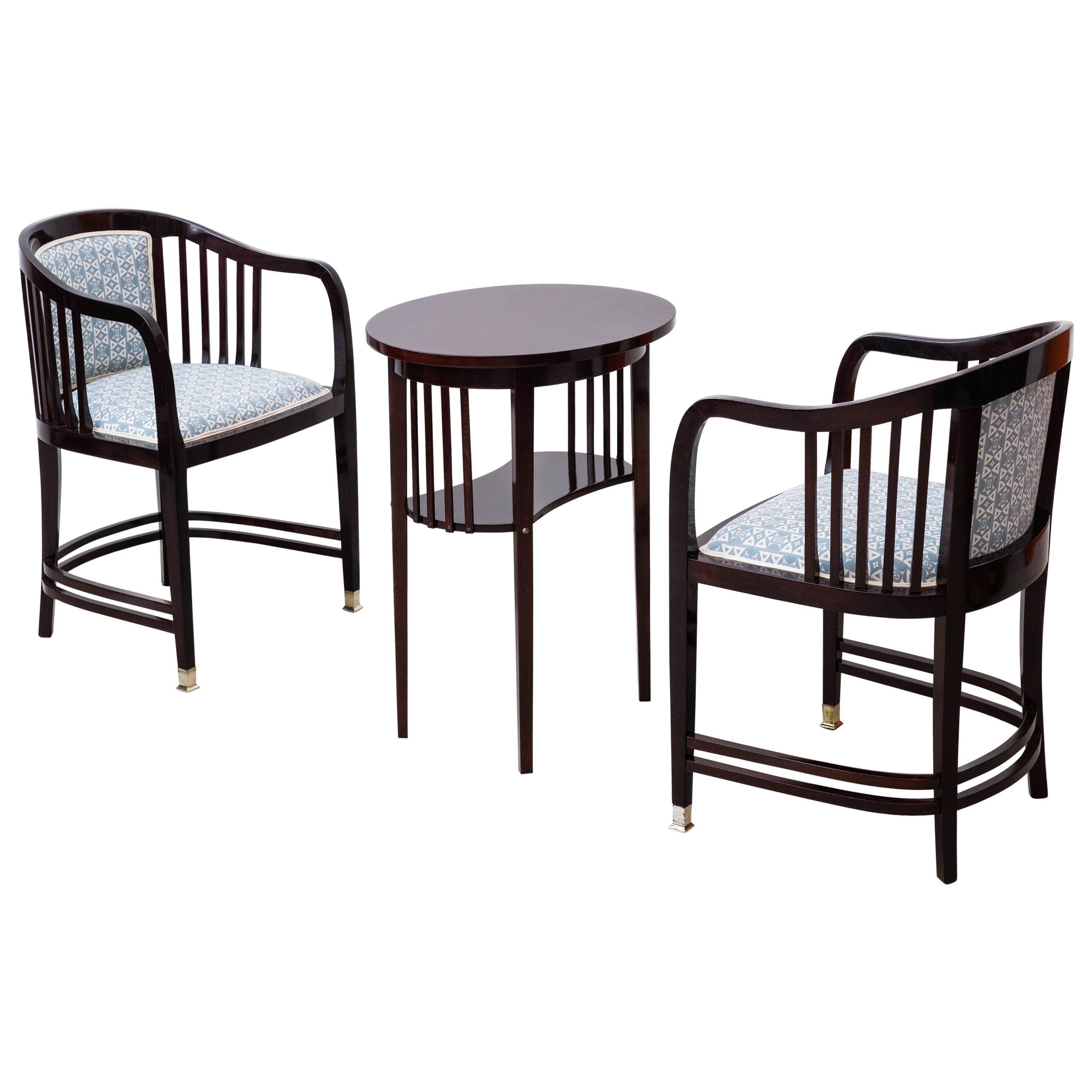 Jugendstil Sitzgruppe (Stühle: J.M.Olbrich, Tisch: Marcel Kammerer ...