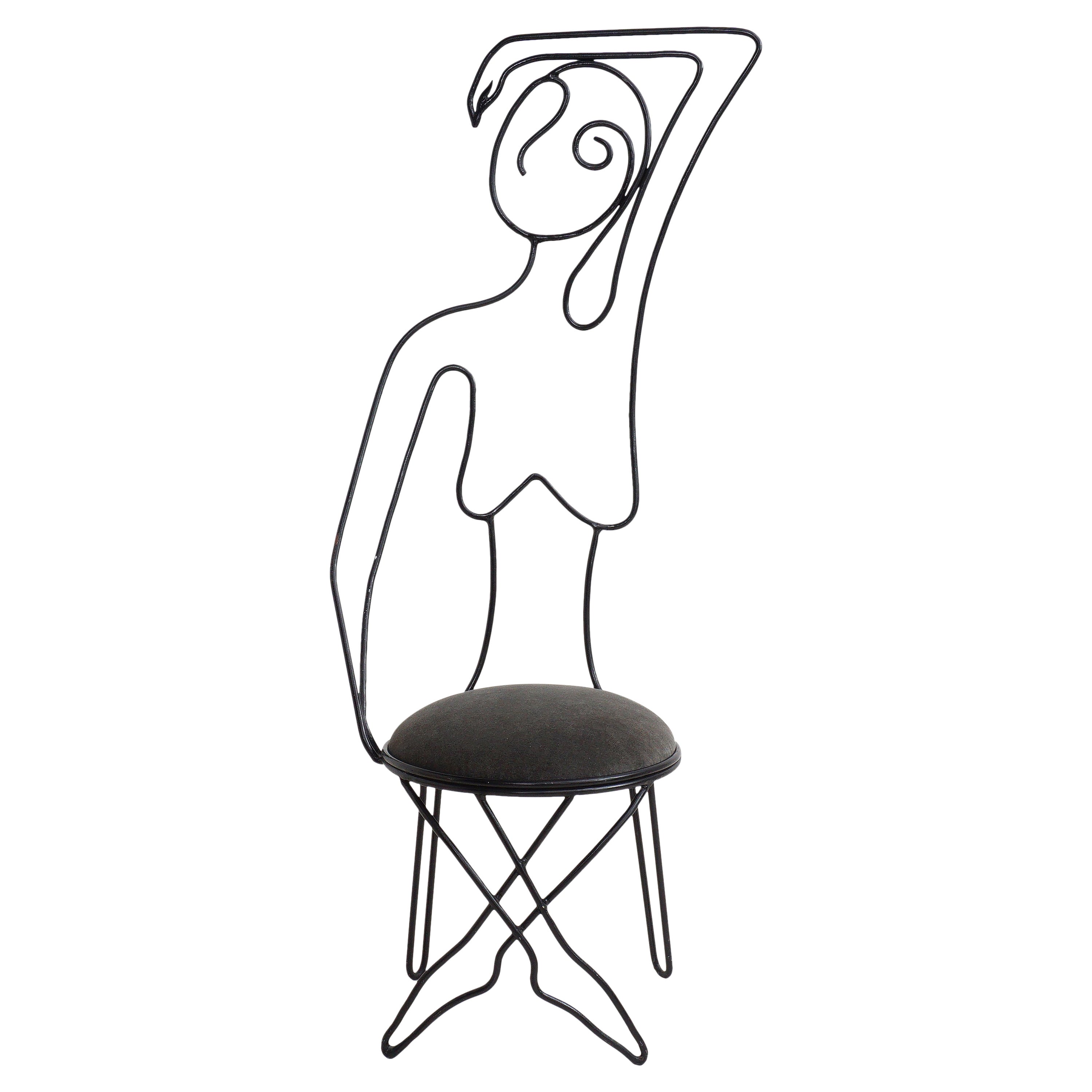 Figural Iron High Back Chair, 1980s at 1stDibs