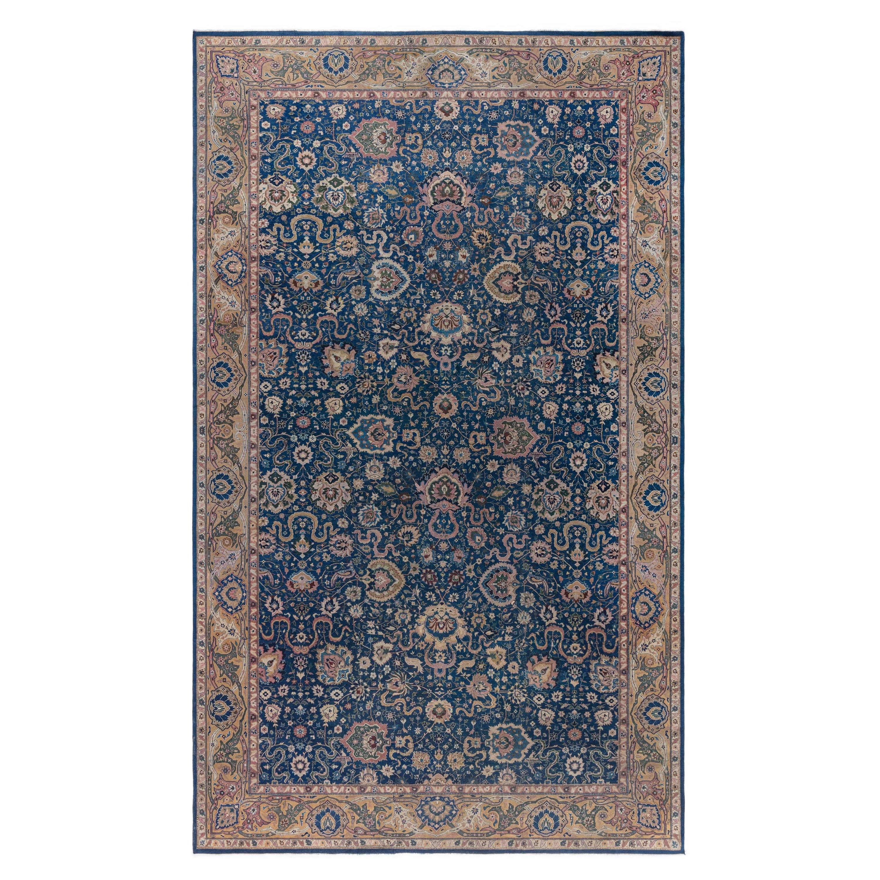 Antique Indian Handmade Wool Rug For Sale at 1stDibs
