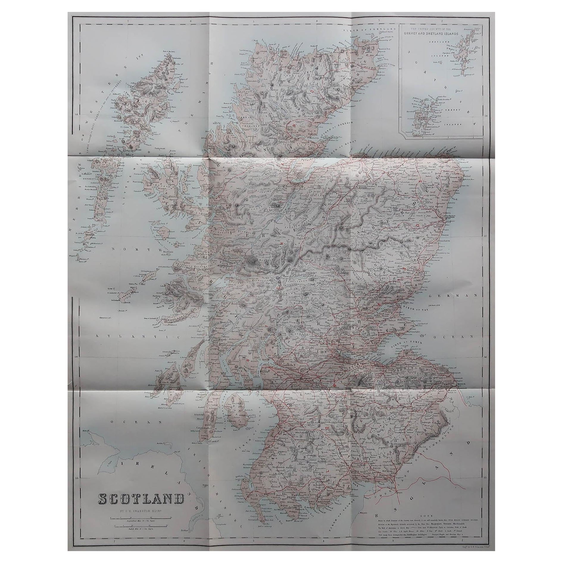 Large Original Antique Map of Scotland, circa 1870 For Sale at 1stDibs