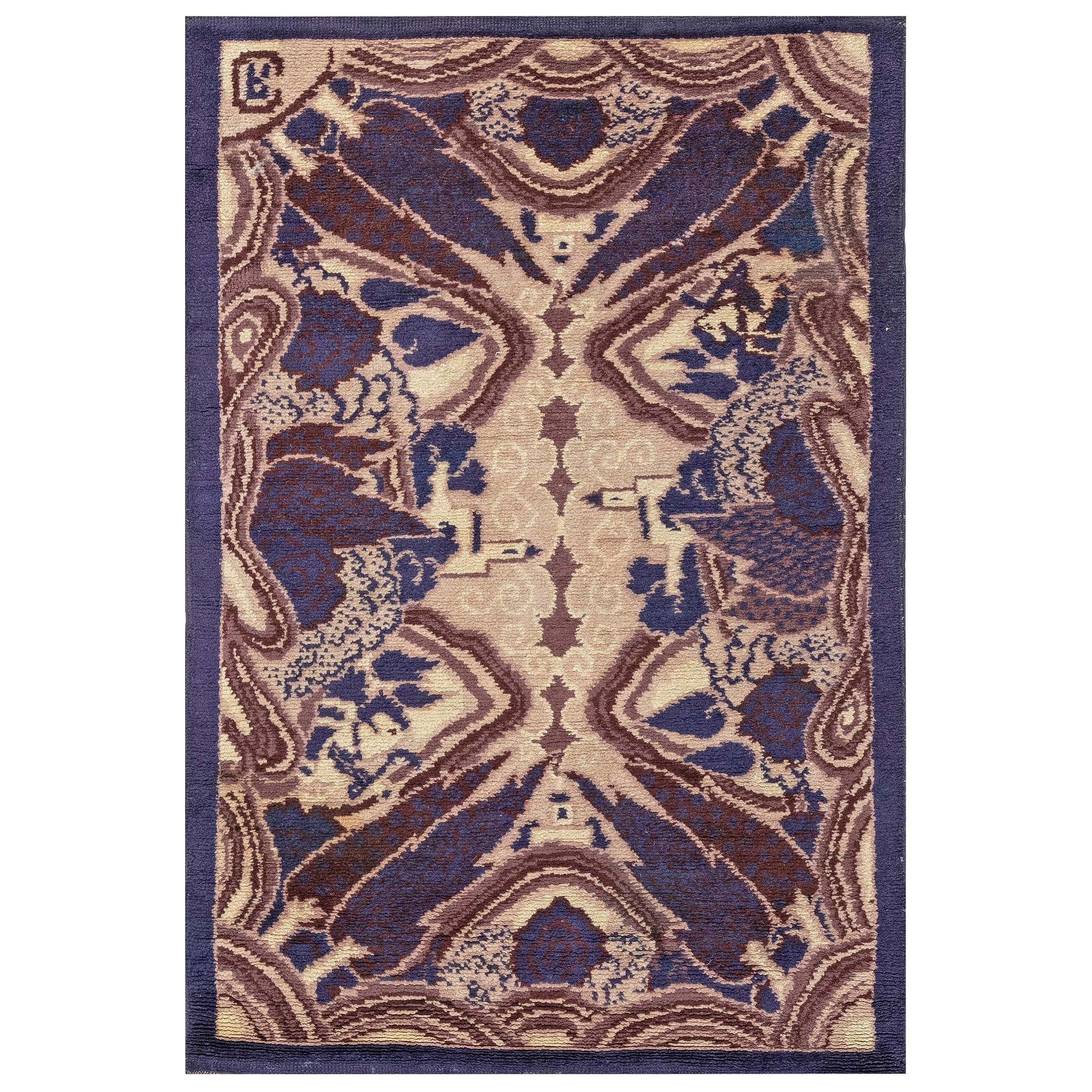 Rare Early 20th Century Round French Art Deco Rug by Paul Follot For ...