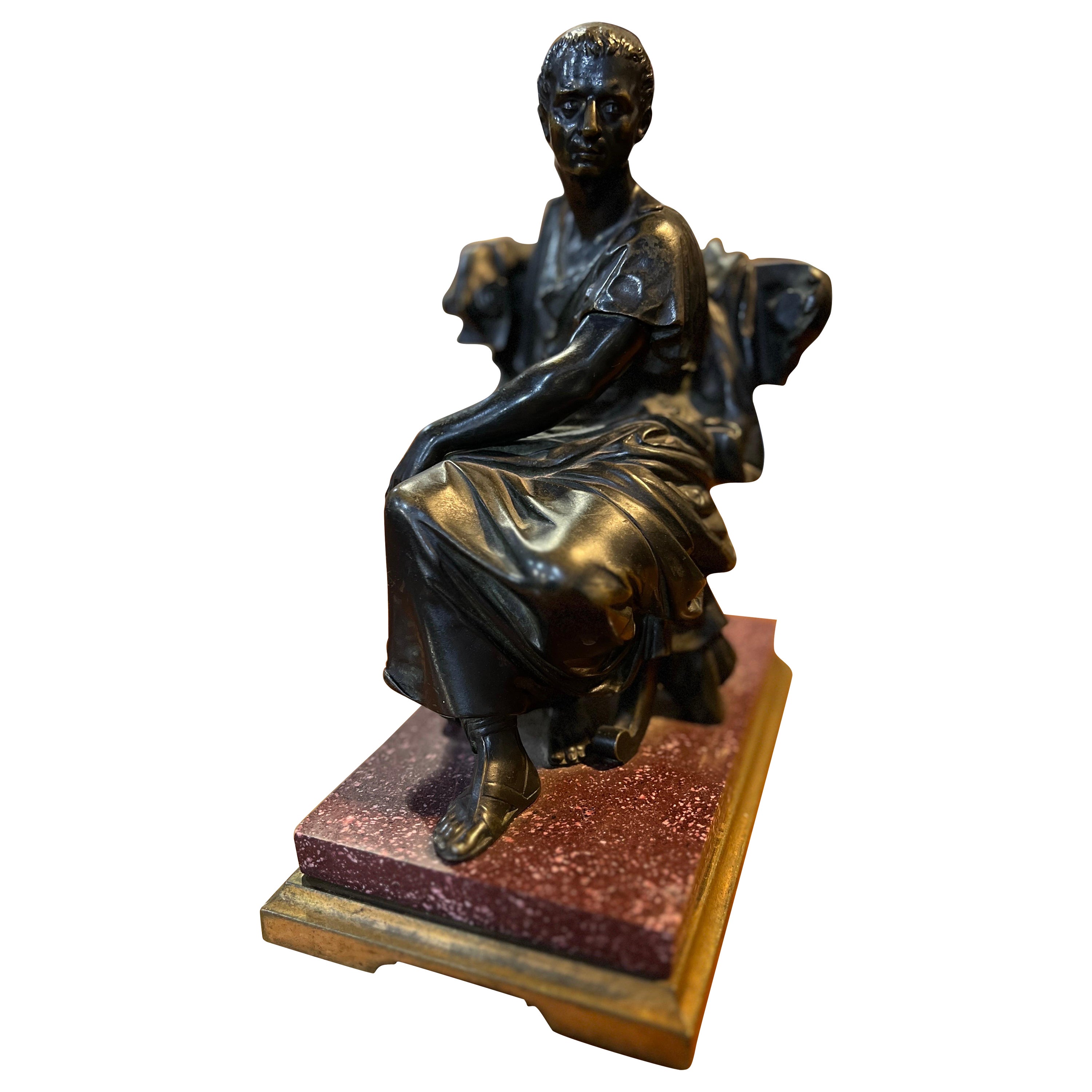 19th Century Italian Rome Grantour Bronze and Porfido Marble Cesar ...