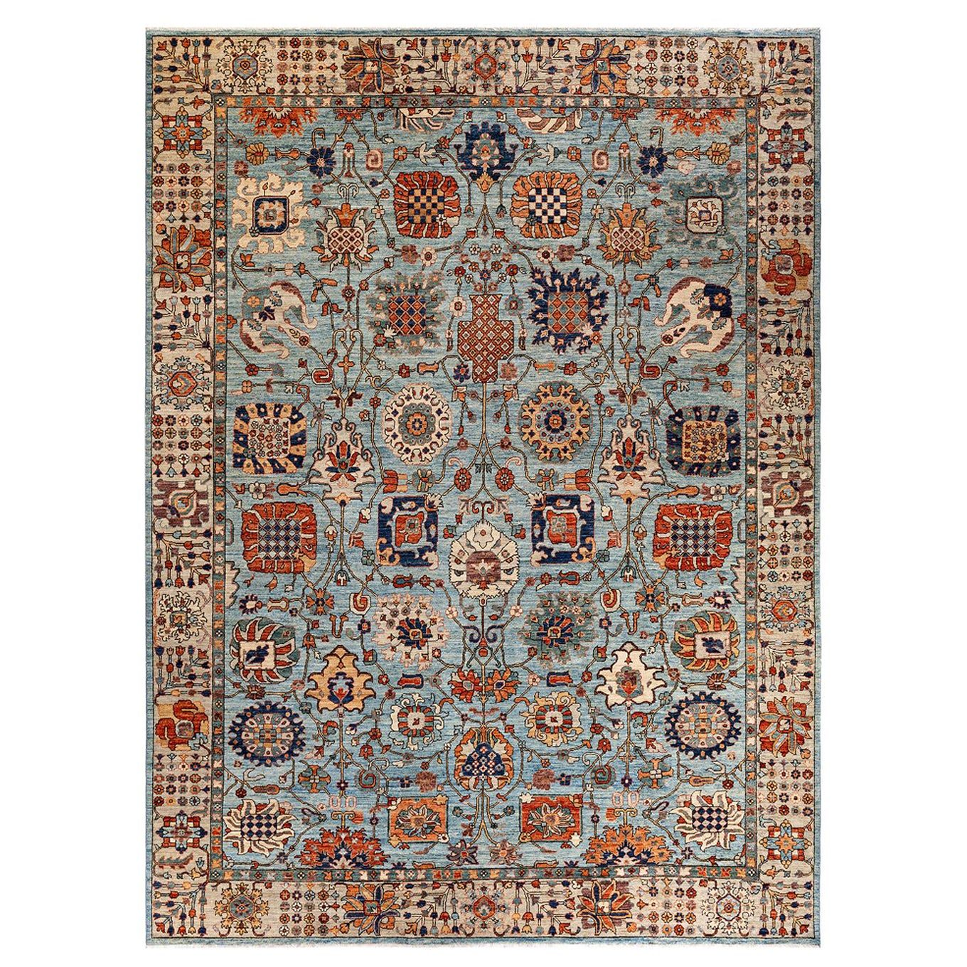 Traditional Tribal Hand Knotted Wool Light Blue Area Rug For Sale at ...