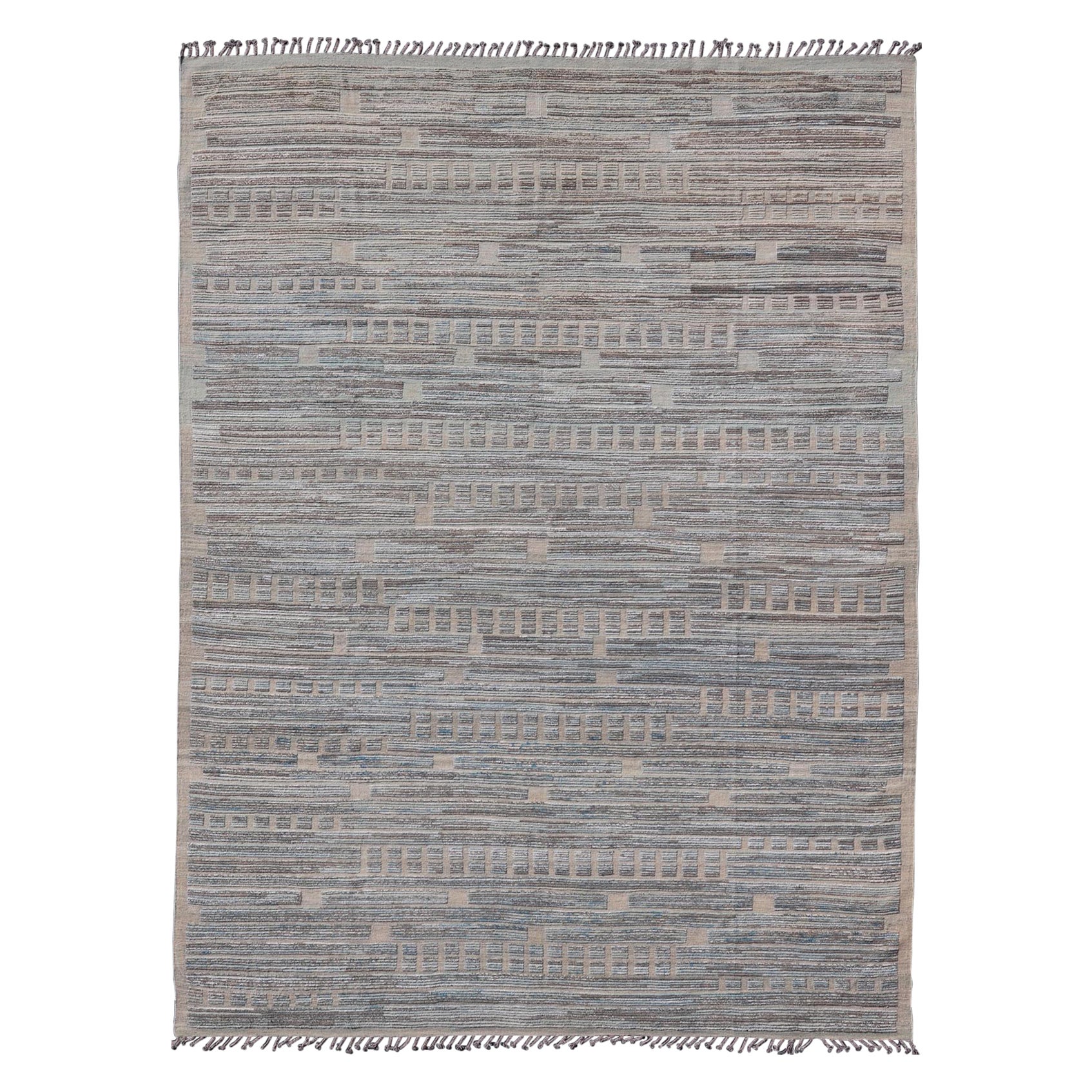 Large Modern wool Rug in Light Green-Gray and Lt. Blue by Keivan Woven ...