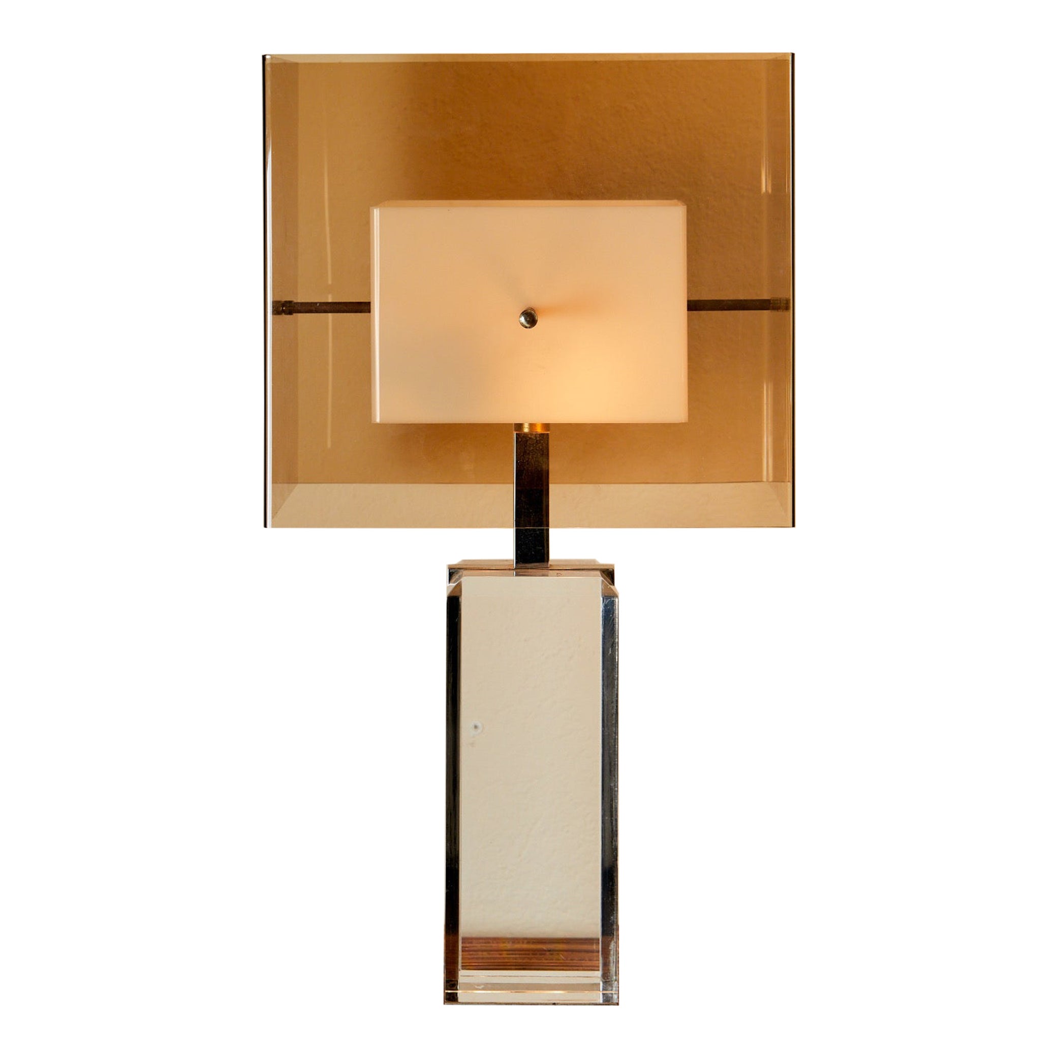 Plexiglass three -color lamp, transparent, white and smoked, circa 1970 ...