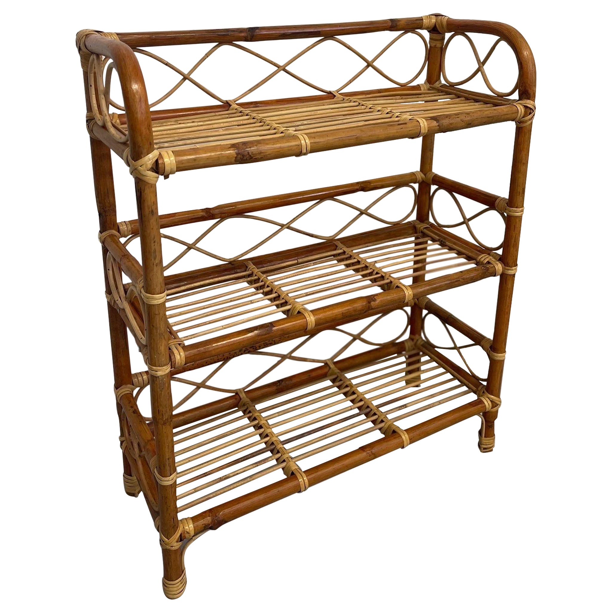 Vintage Rattan and Bamboo Bookshelf. For Sale at 1stDibs