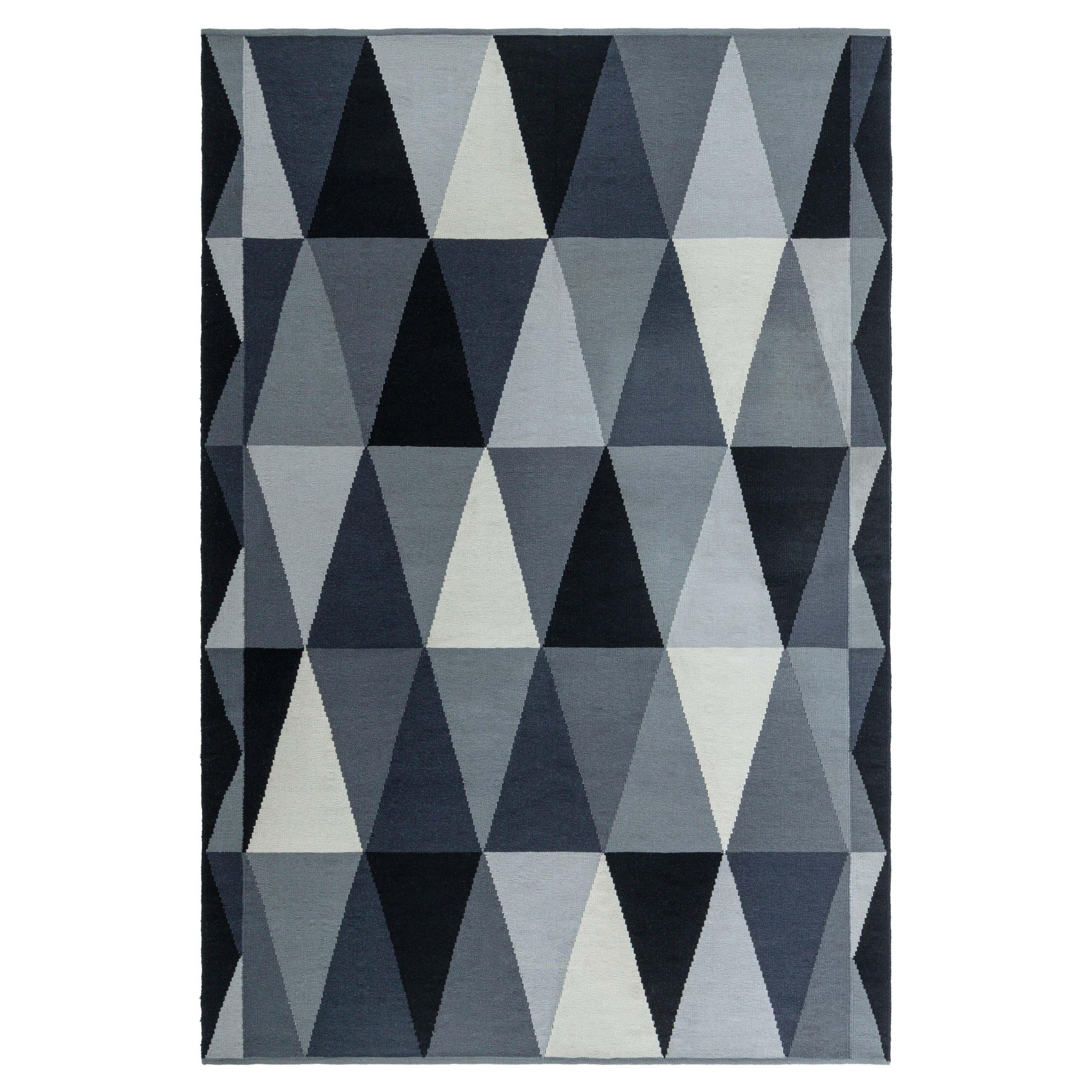 Vintage Swedish Flat-Weave Rug Kilim Rölakan Geometric Design in Shades ...