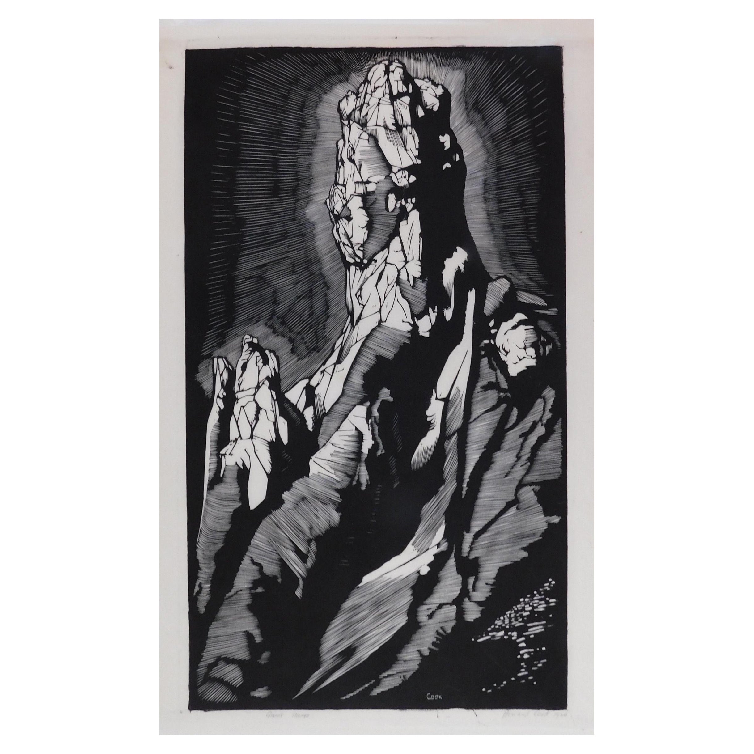Howard Cook Original Woodblock, 1926 "Giant's Thumb" For Sale at 1stDibs