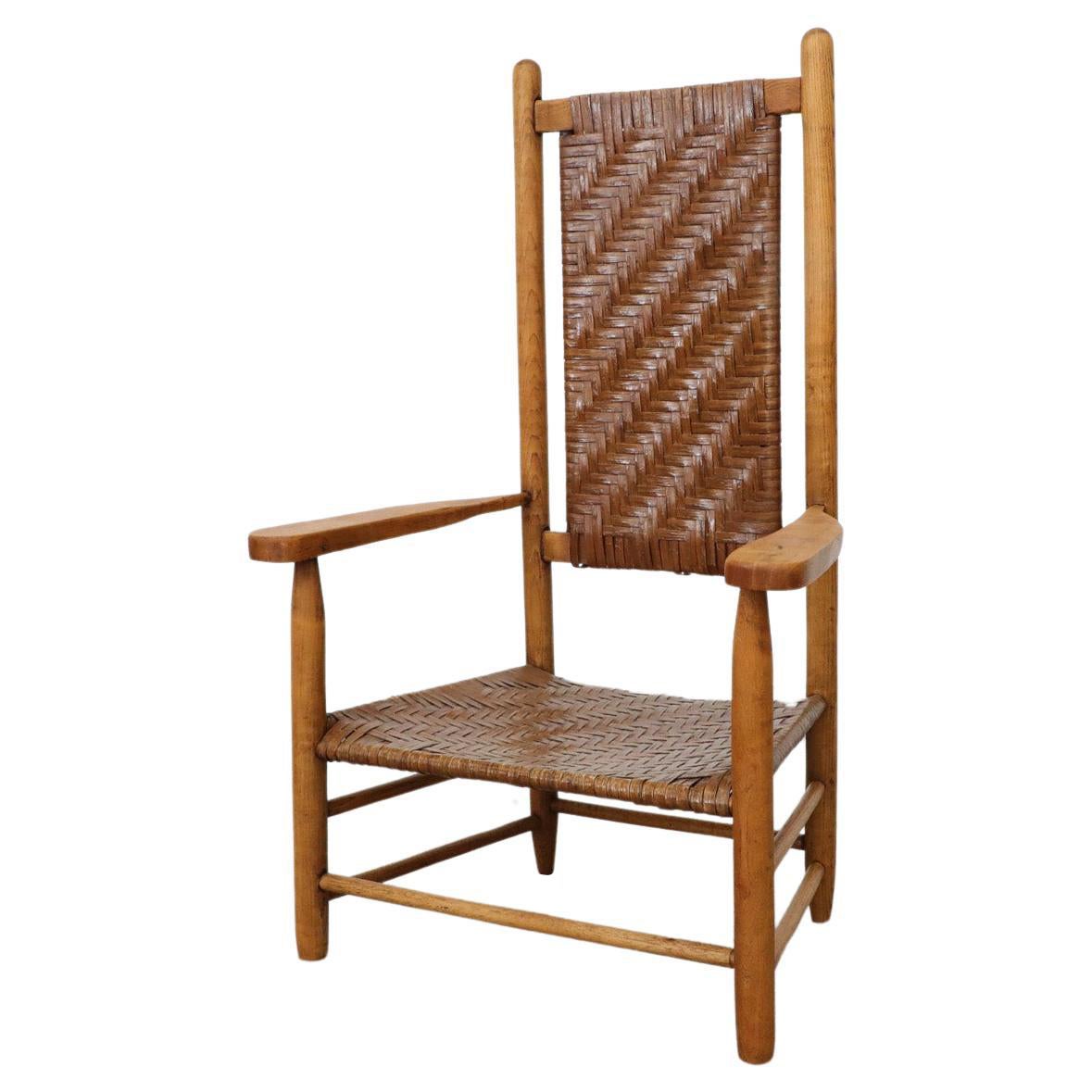 Mid-Century Oak and Rattan High back Throne Chair For Sale at 1stDibs ...