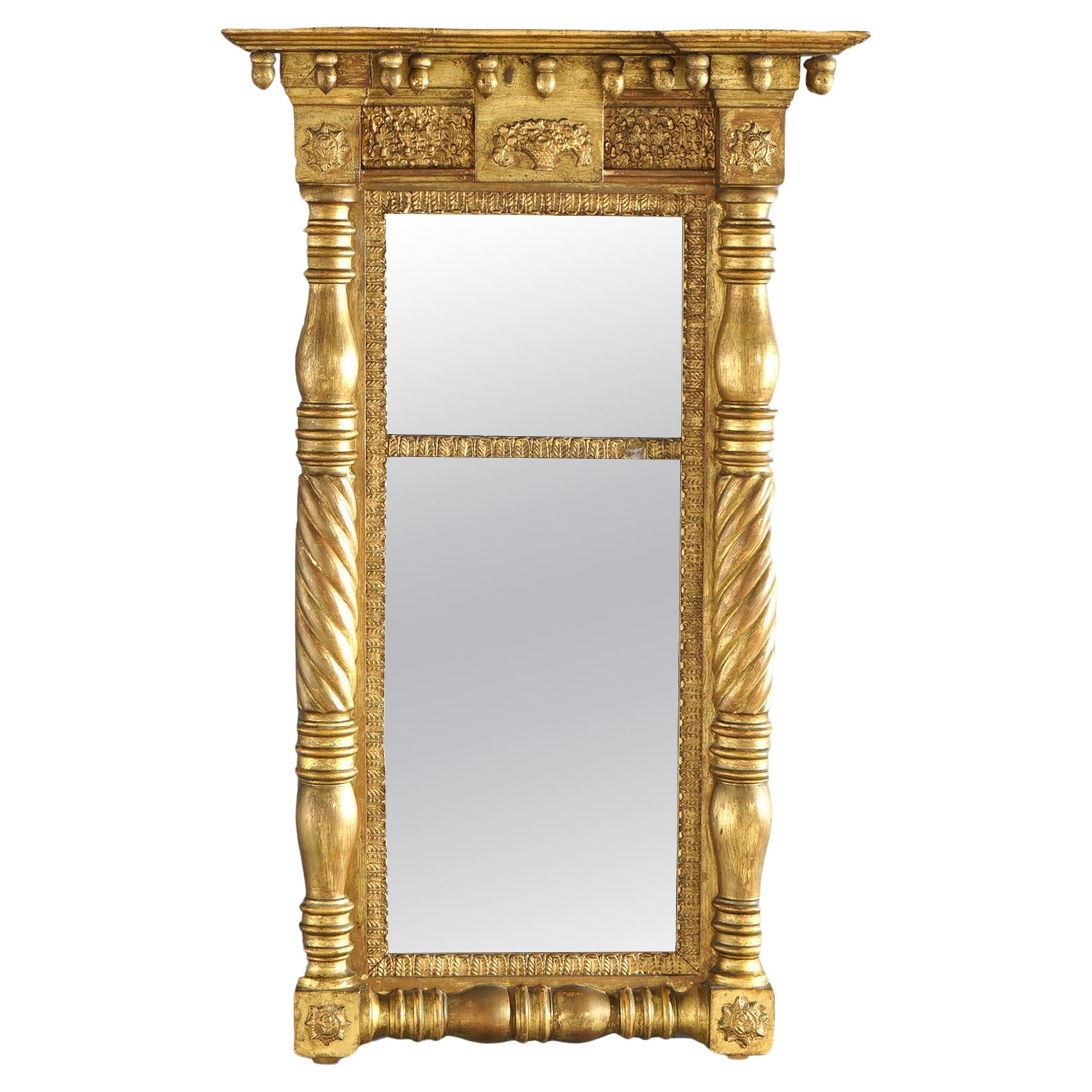 Antique Classical American Empire First Finish Giltwood Wall Mirror ...