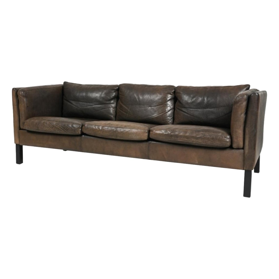 French Buffalo Leather Equestrian Style Sofa at 1stDibs