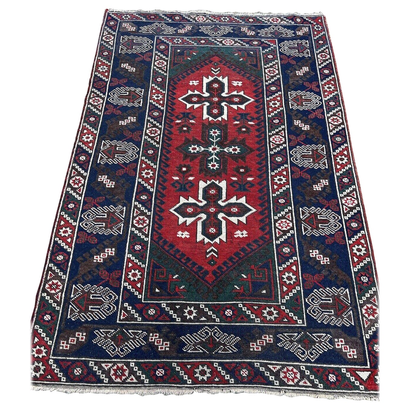 Handmade Vintage Turkish Anatolian Rug 3.9' x 6.1', 1950s - 1S40 For ...