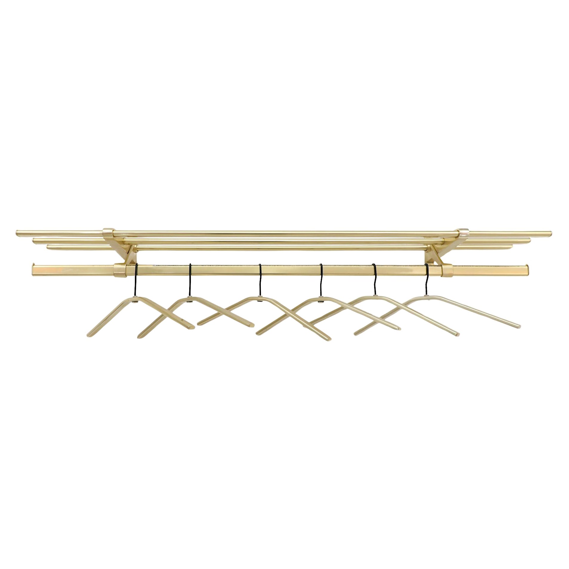 Mid-Century Gold Toned Hospitality Coat Rack with Hangers For Sale at ...