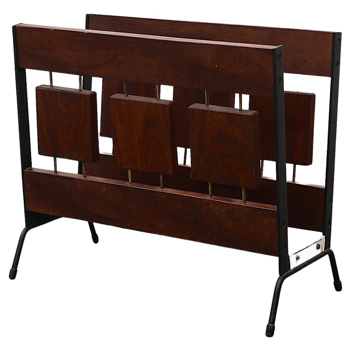 Mid-Century Foldable Wood Magazine Rack For Sale at 1stDibs