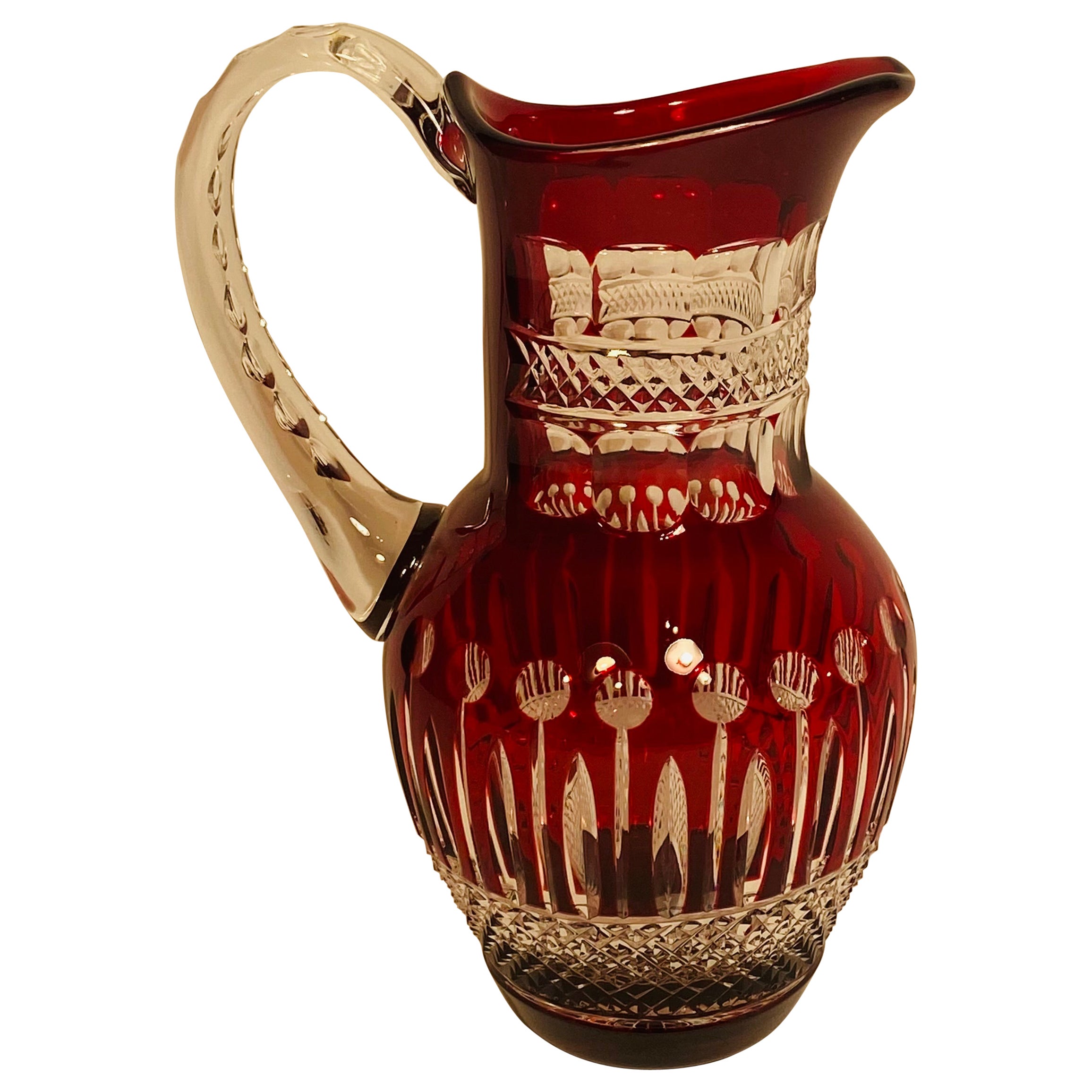 Saint Louis "Tommy" Ruby Cased Crystal Pitcher. Heavy Great Vintage ...