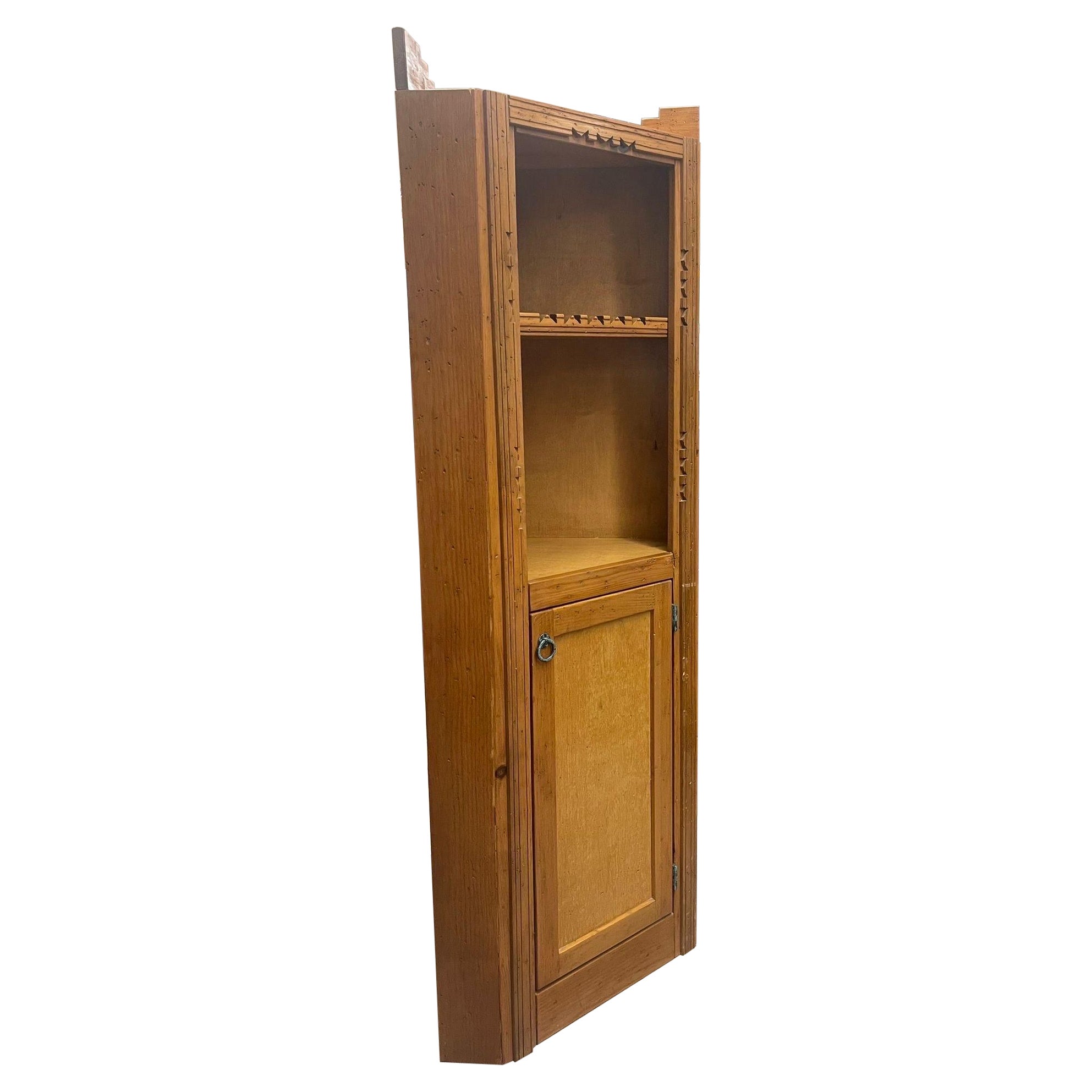 Vintage Primative Style Corner Bookcase or Bookshelf For Sale at 1stDibs