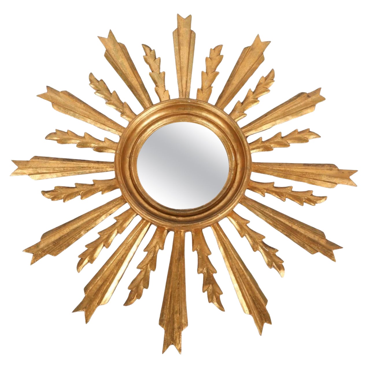 Mid-Century Modern Style Gilt Wood Sunburst Mirror For Sale at 1stDibs